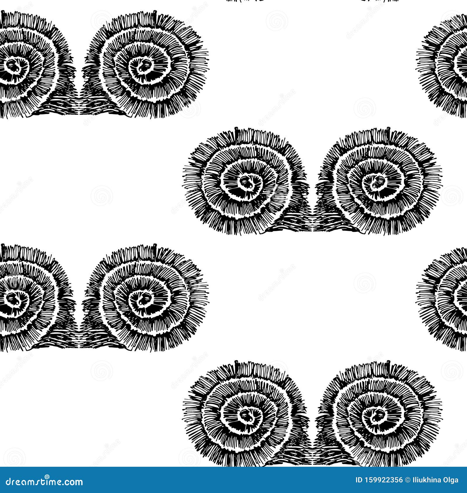 Abstract Black Curls Patterns on White Stock Illustration ...
