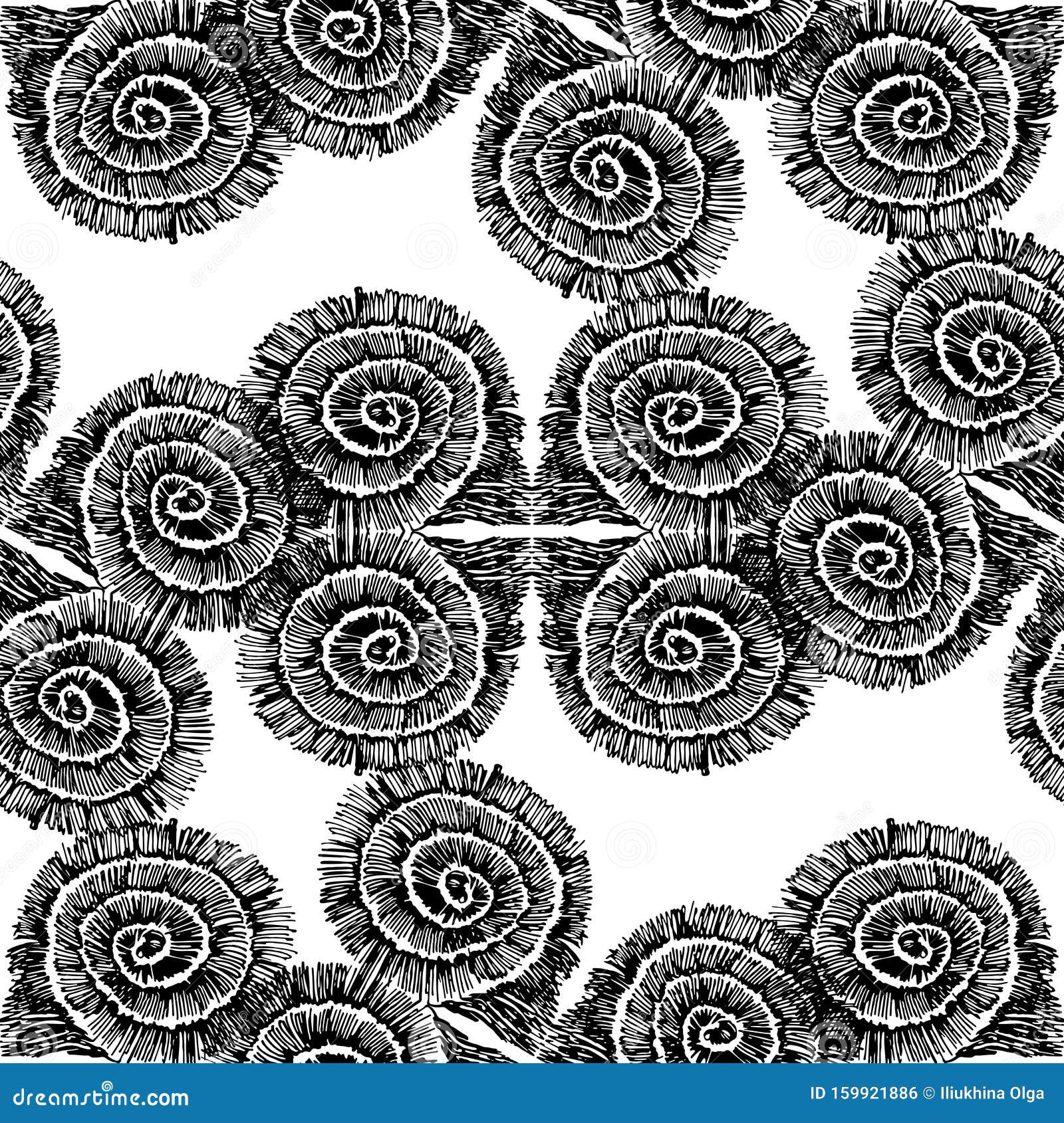 Abstract Black Curls Patterns on a White Background Stock Illustration ...