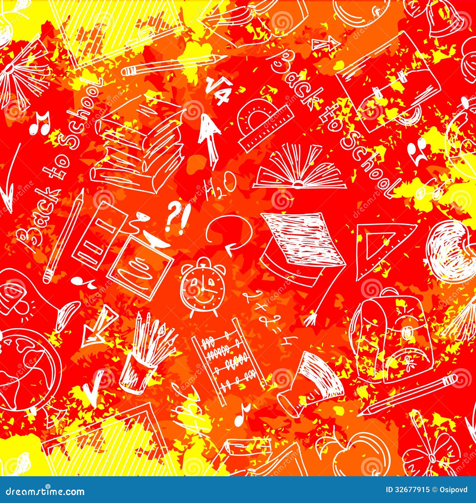 Seamless Pattern Abstract School Supplies Stock Vector - Illustration ...