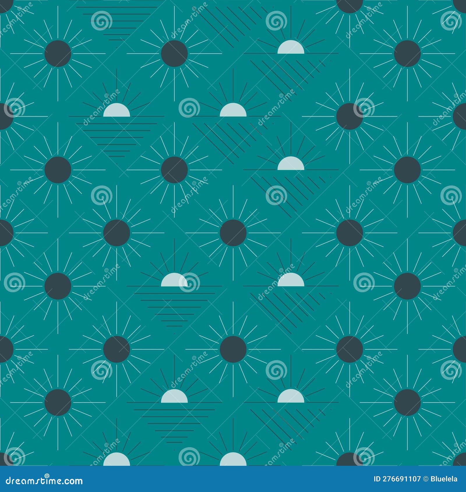 Seamless Pattern with Abstract Shapes in Blue and Green. Colorful ...