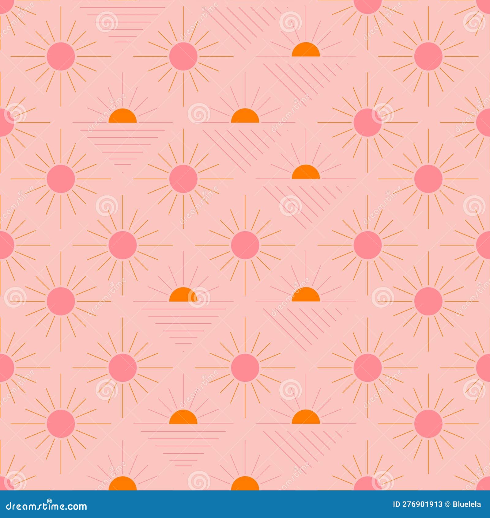 Seamless Pattern with Abstract Shapes in Orange, Pink and Red. Colorful ...