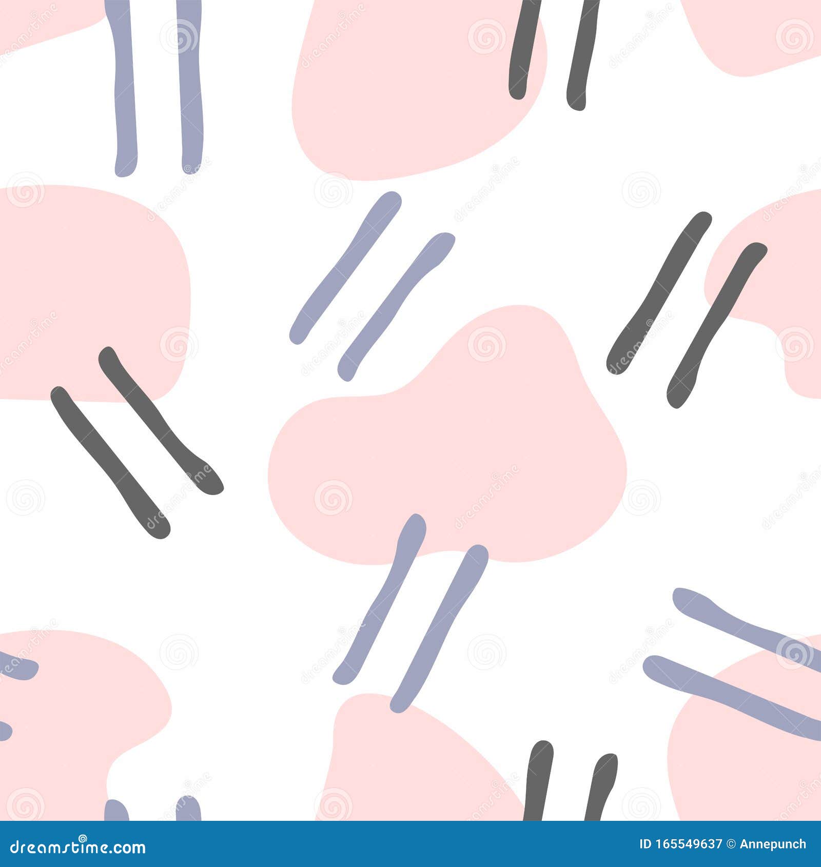 Seamless Pattern with Abstract Shapes and Short Lines Drawn by Hand ...
