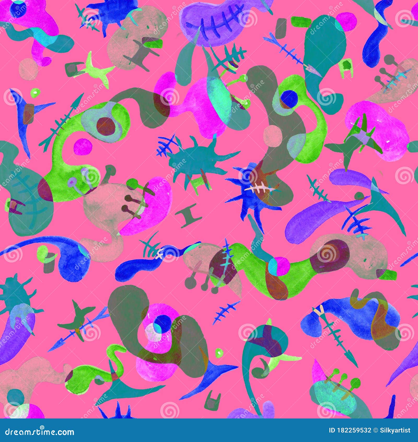 Seamless Pattern of Abstract Shapes Symbolizing Micro World of Bacteria ...