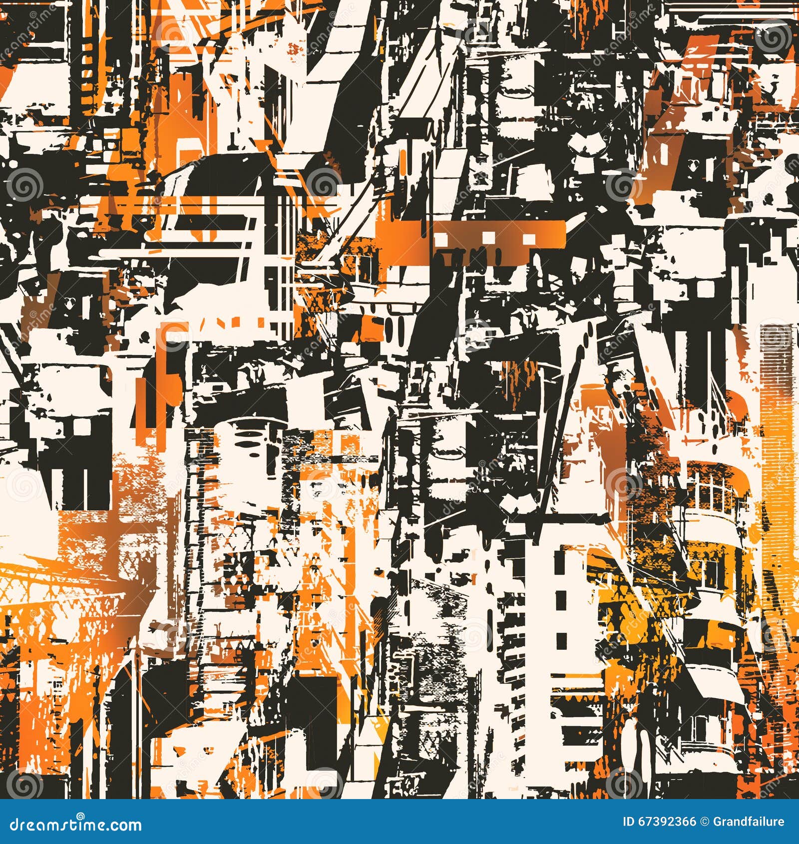 Seamless Pattern with Abstract Urban City Stock Illustration ...