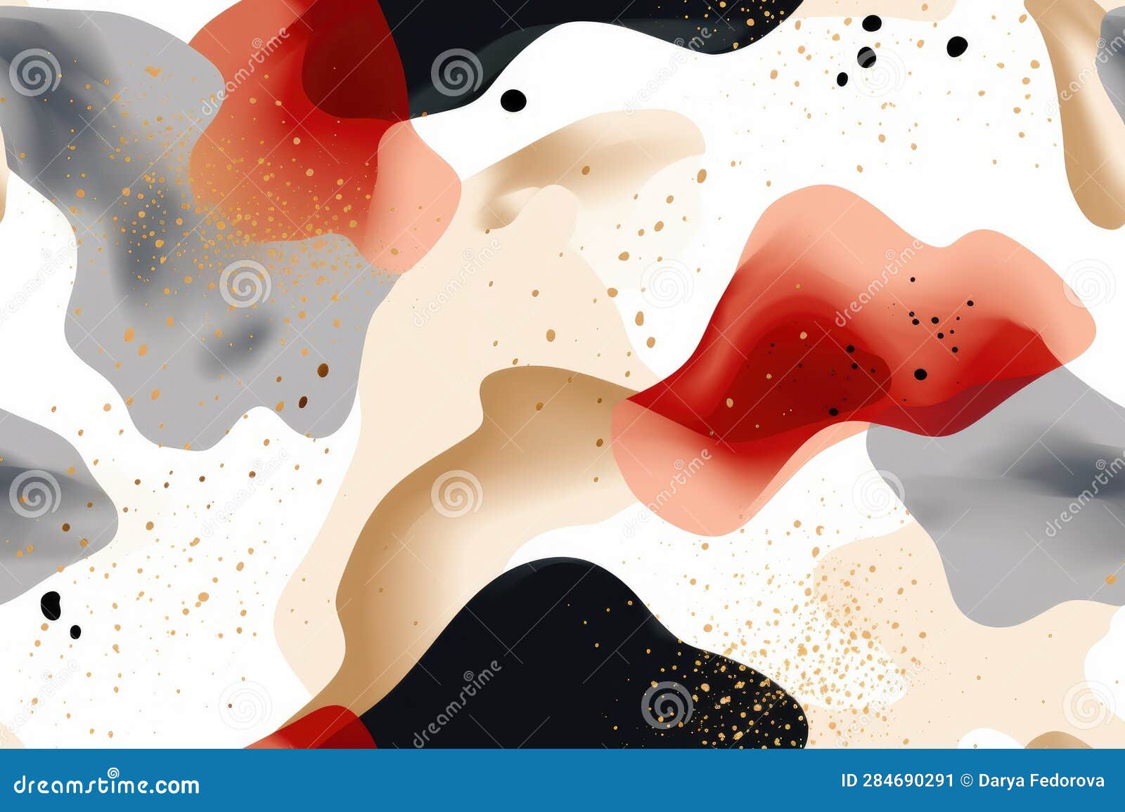 Seamless Pattern with Abstract Waves and Spots. Illustration for ...