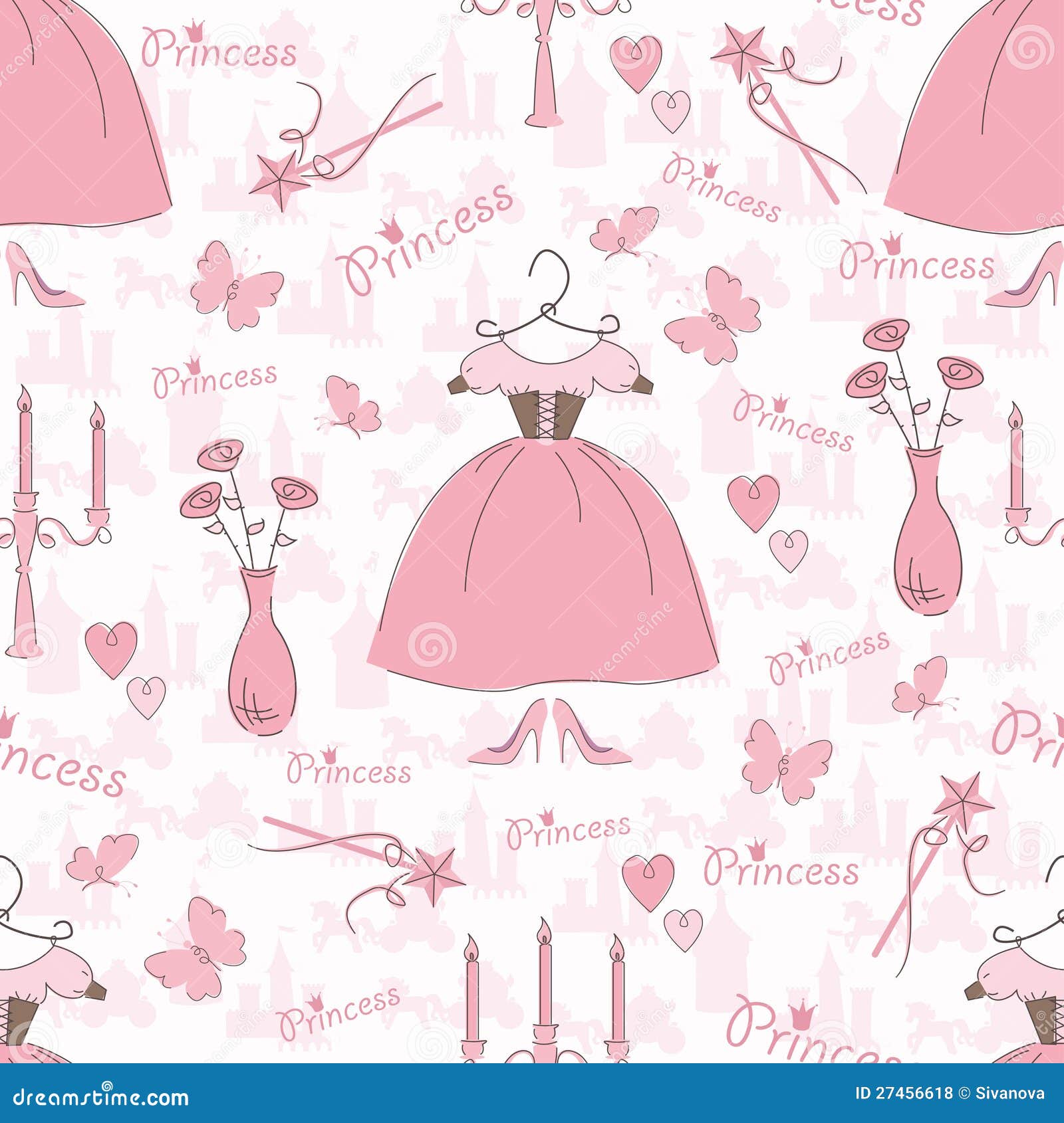 Seamless Pattern with Accessories of a Princess Stock Vector ...