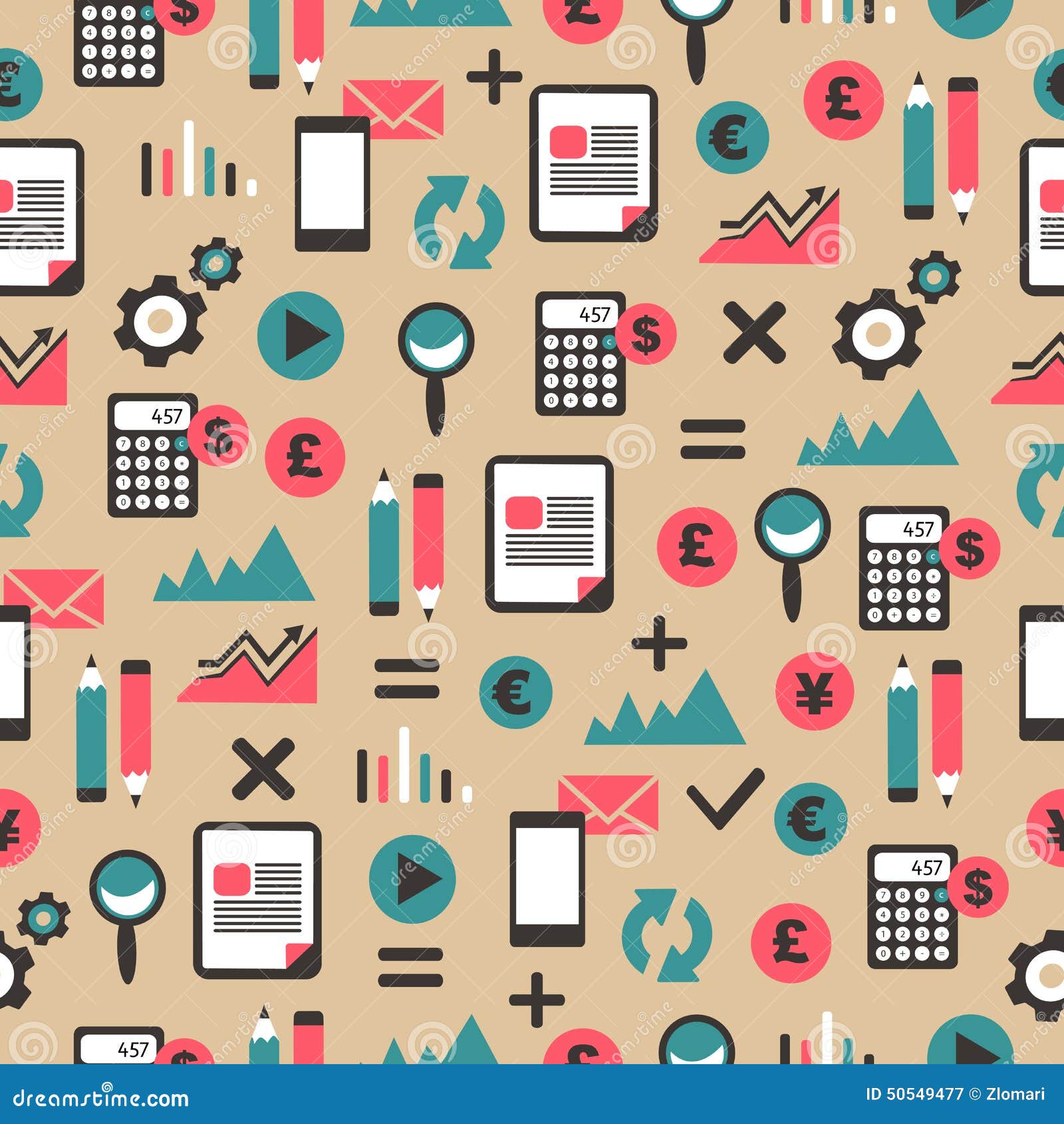 Seamless Pattern with Accountancy Equipment. Stock Vector ...