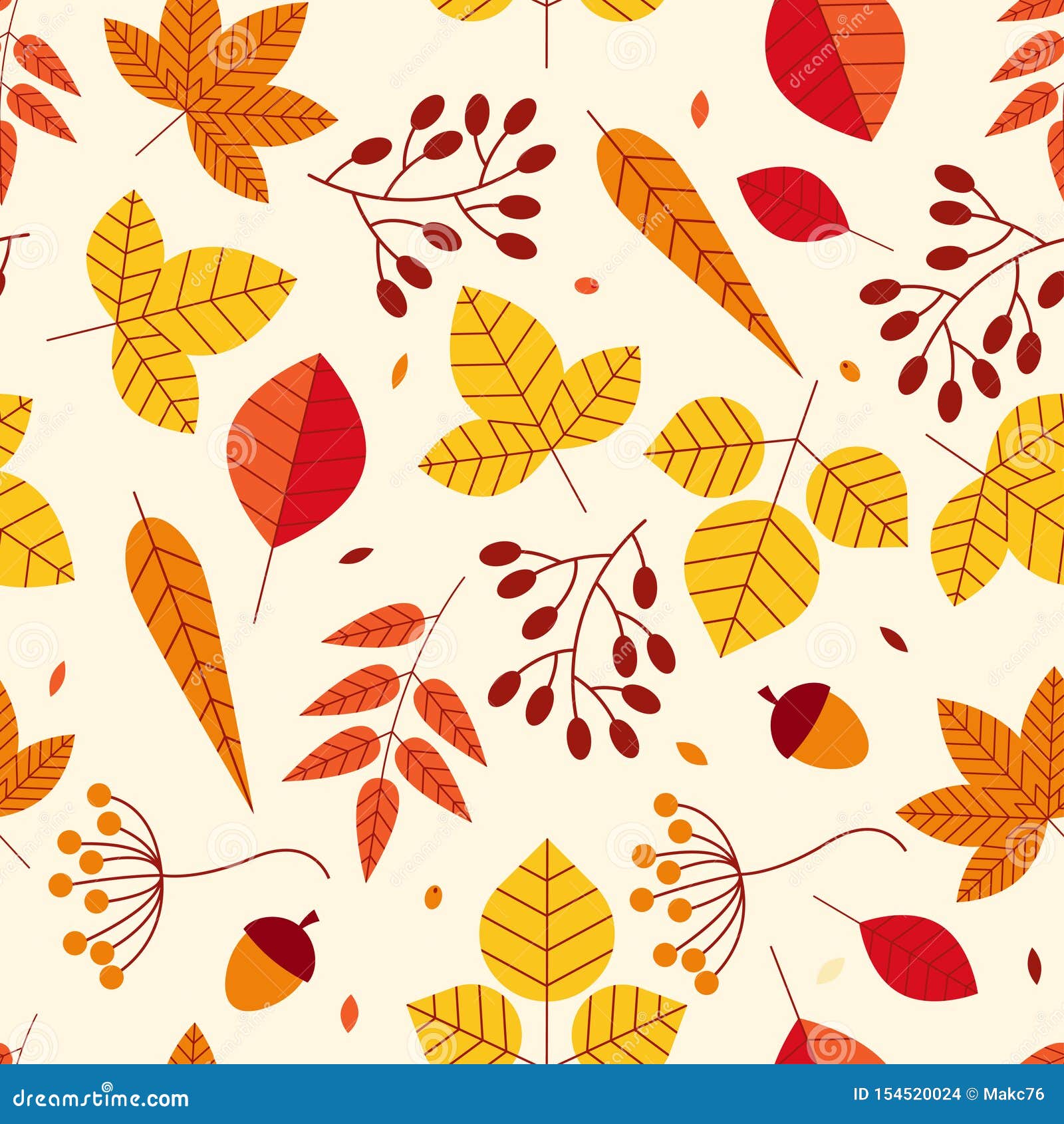 Seamless Pattern with Acorns and Autumn Leaves Stock Vector ...