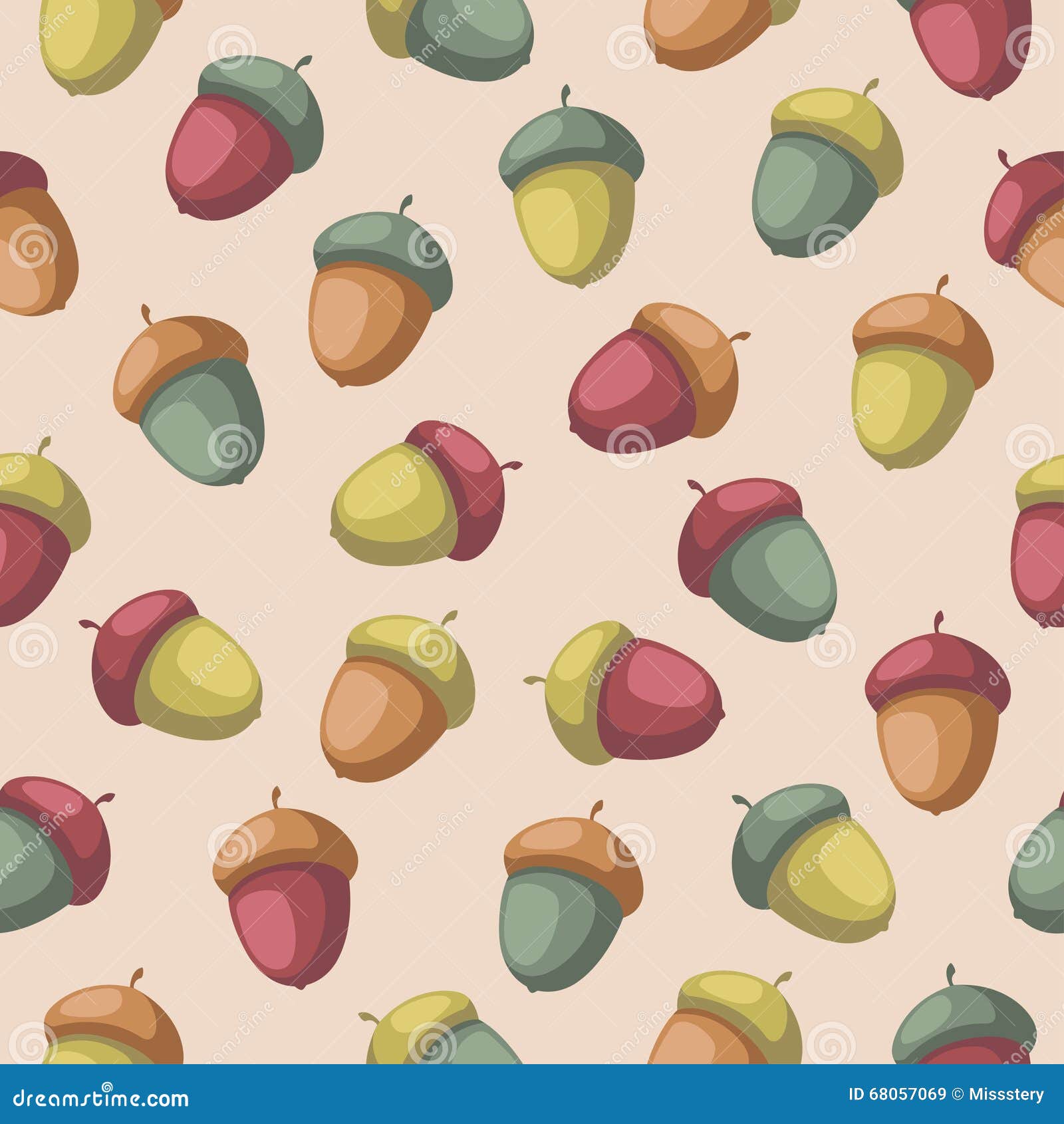 Seamless Pattern with Acorns Stock Vector - Illustration of autumn ...