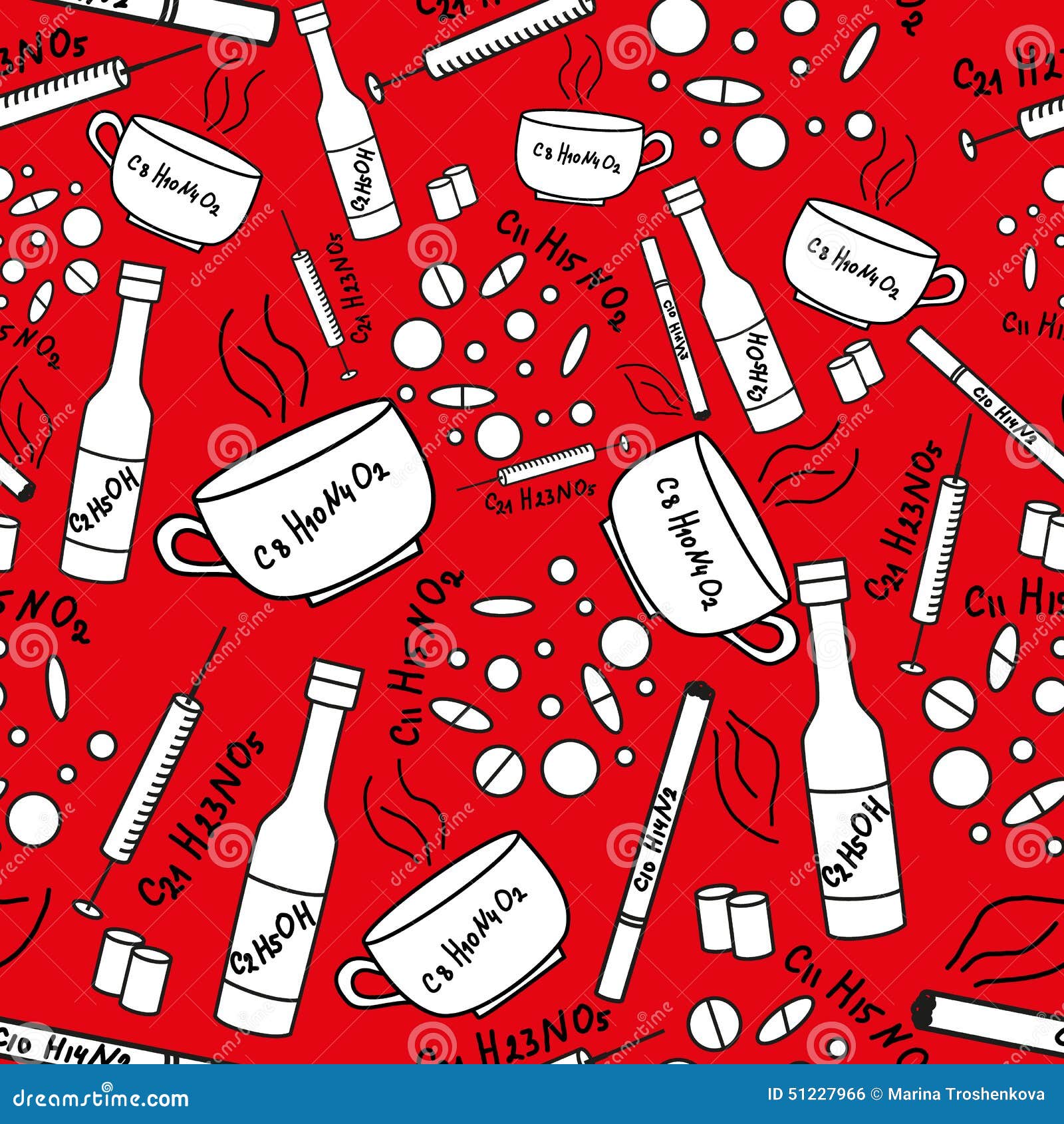 Seamless Pattern with Addiction and Drugs Stock Vector - Illustration ...