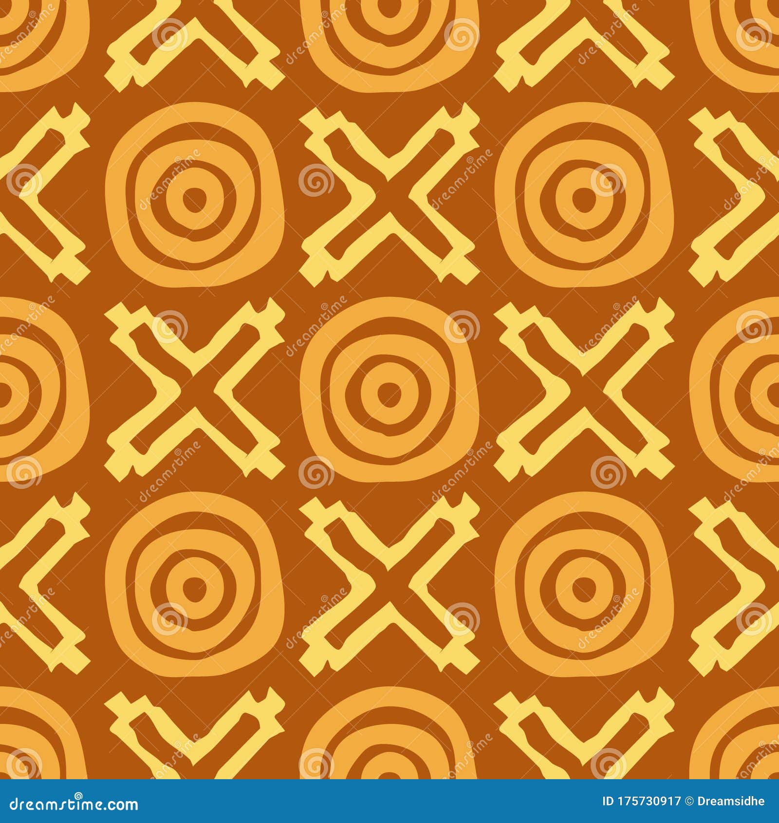 Seamless Pattern with Adinkra Symbols Stock Vector - Illustration of ...