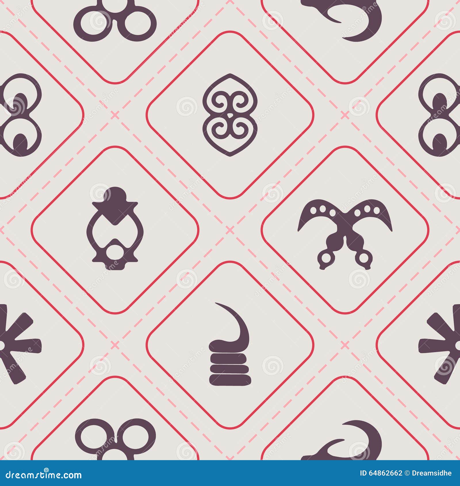 Seamless Pattern with Adinkra Symbols Stock Vector - Illustration of ...