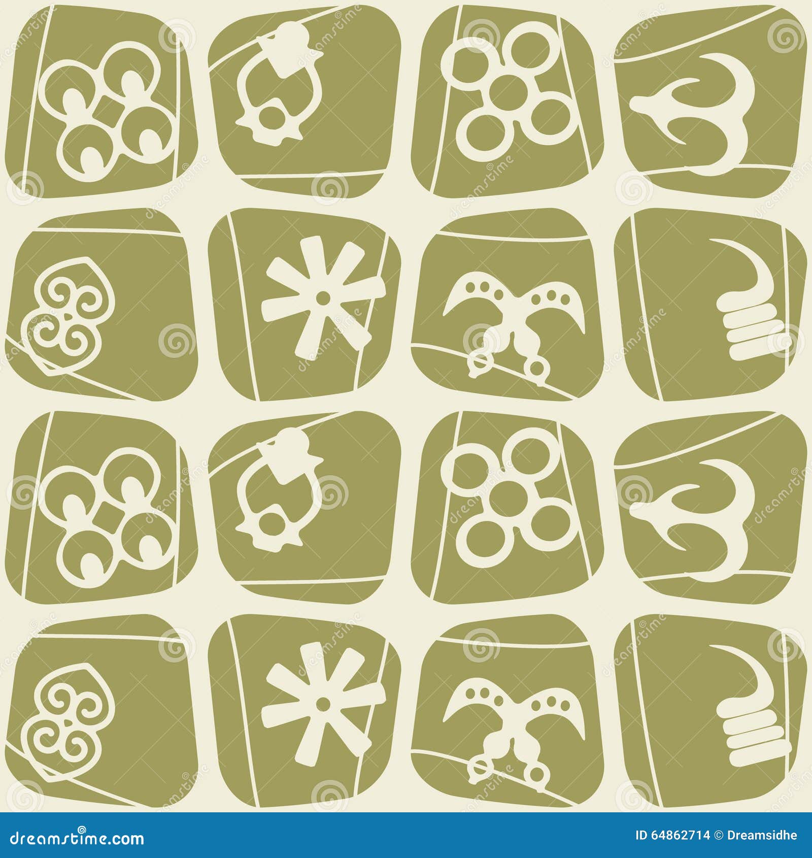 Seamless Pattern with Adinkra Symbols Stock Vector - Illustration of ...