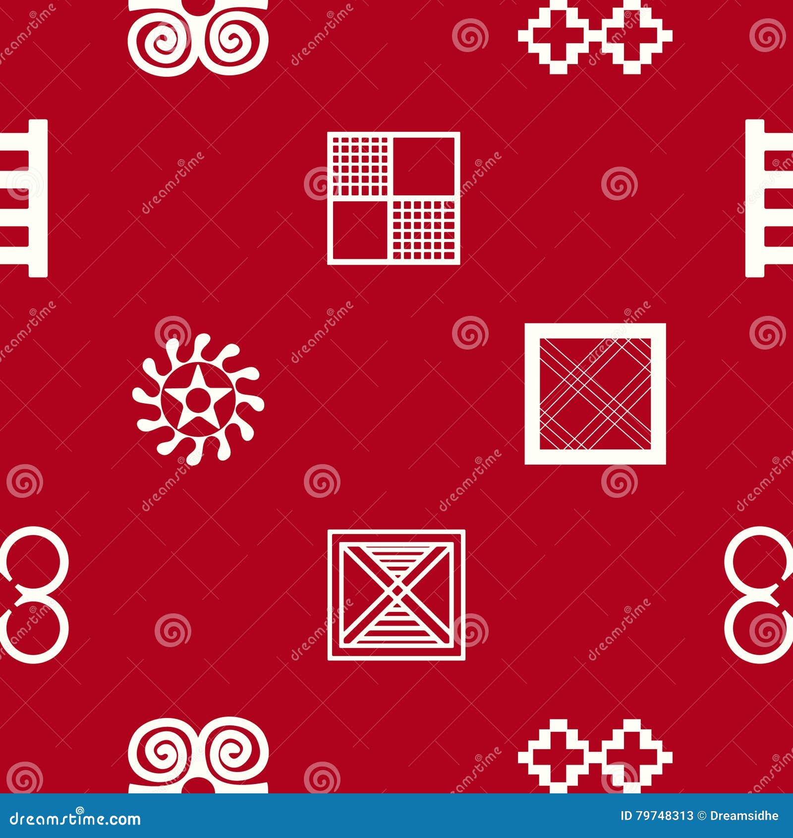 Seamless Pattern with Adinkra Symbols Stock Vector - Illustration of ...