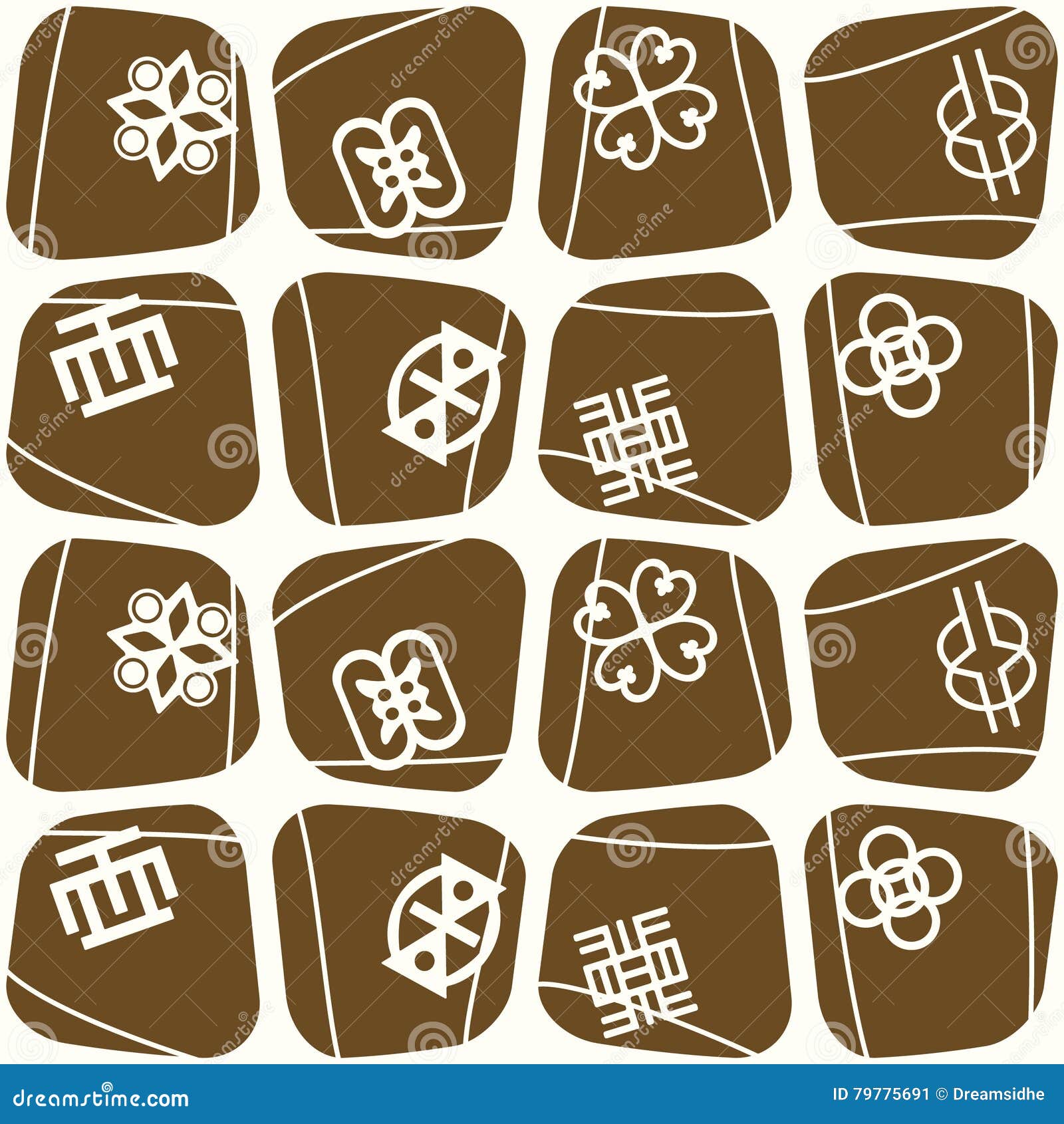 Seamless Pattern with Adinkra Symbols Stock Vector - Illustration of ...