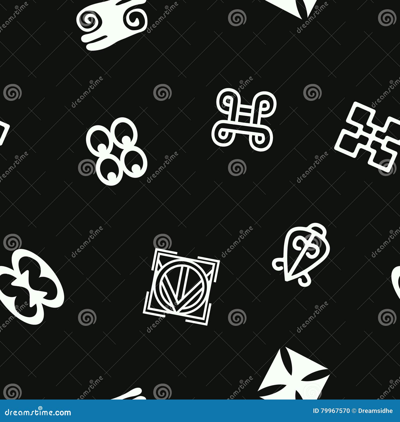 Seamless Pattern with Adinkra Symbols Stock Vector - Illustration of ...