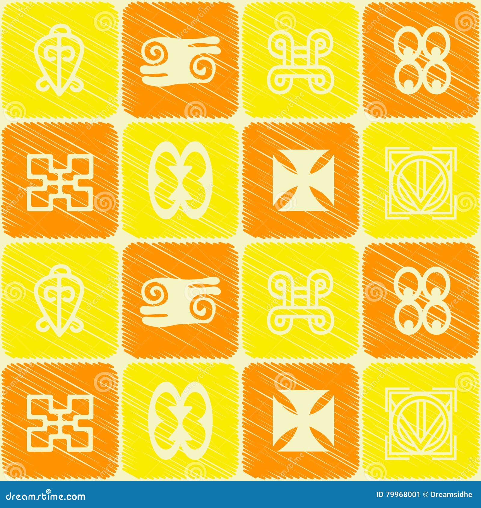 Seamless Pattern with Adinkra Symbols Stock Vector - Illustration of ...