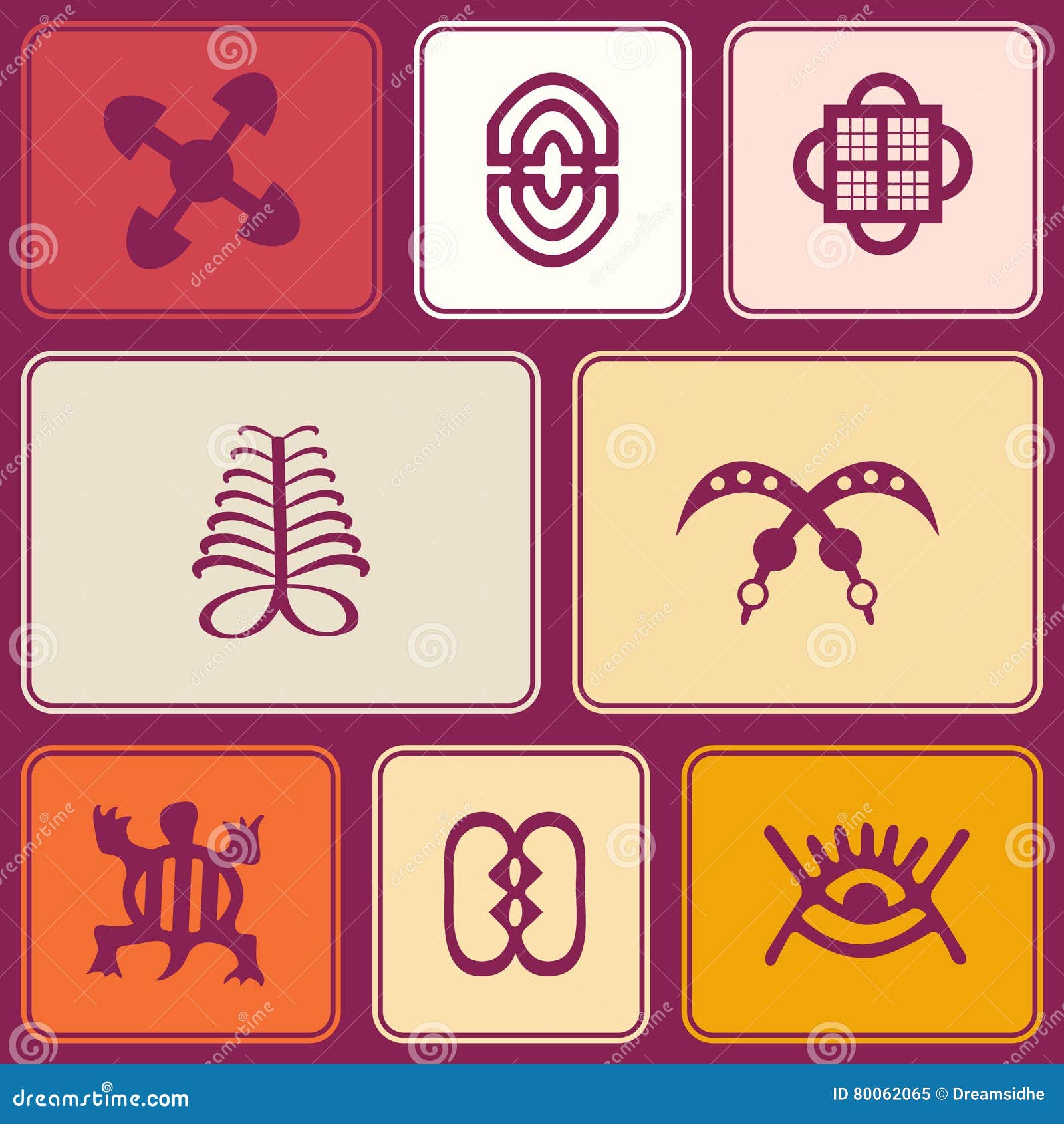 Seamless Pattern with Adinkra Symbols Stock Vector - Illustration of ...
