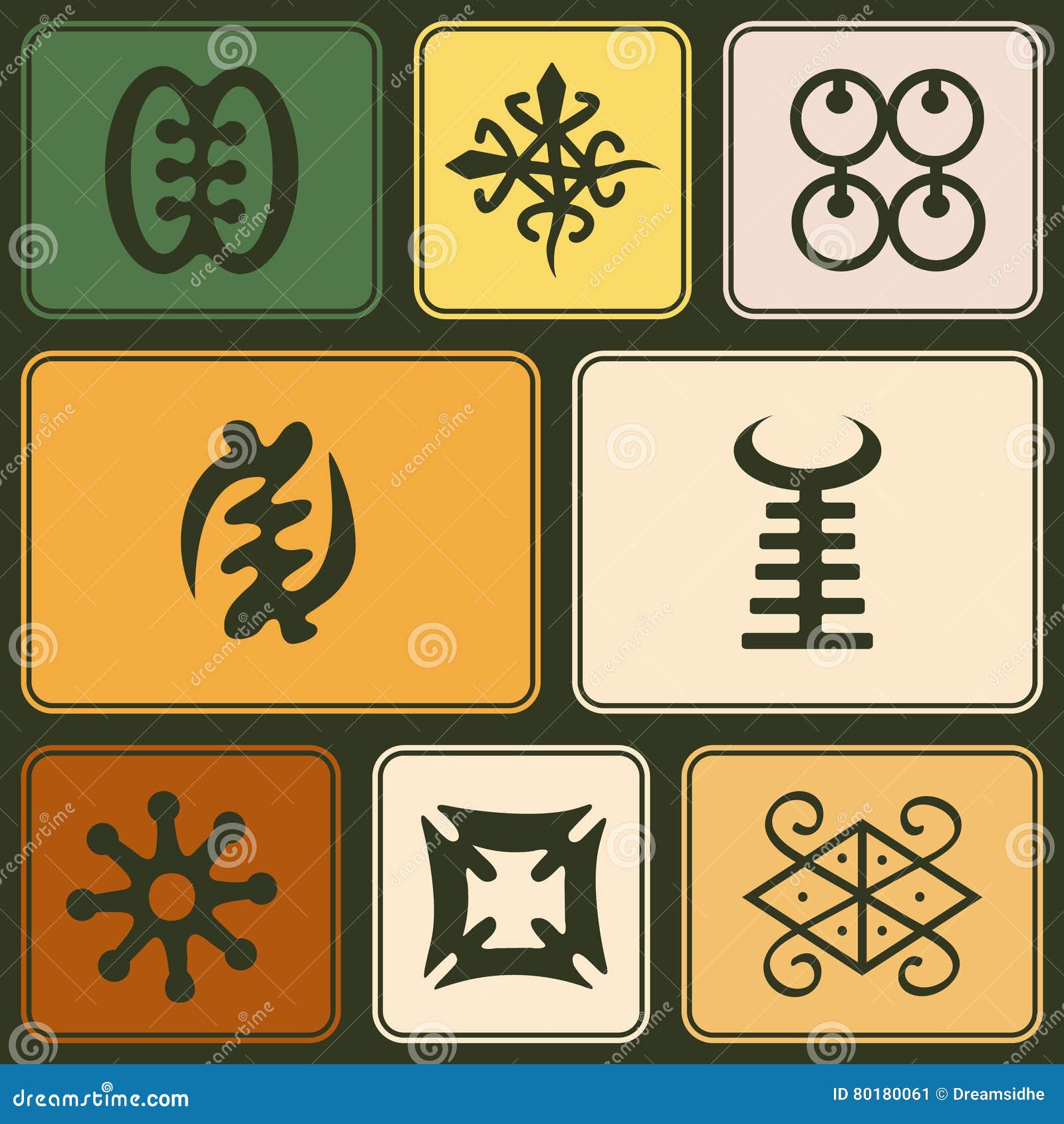 Seamless Pattern with Adinkra Symbols Stock Vector - Illustration of ...