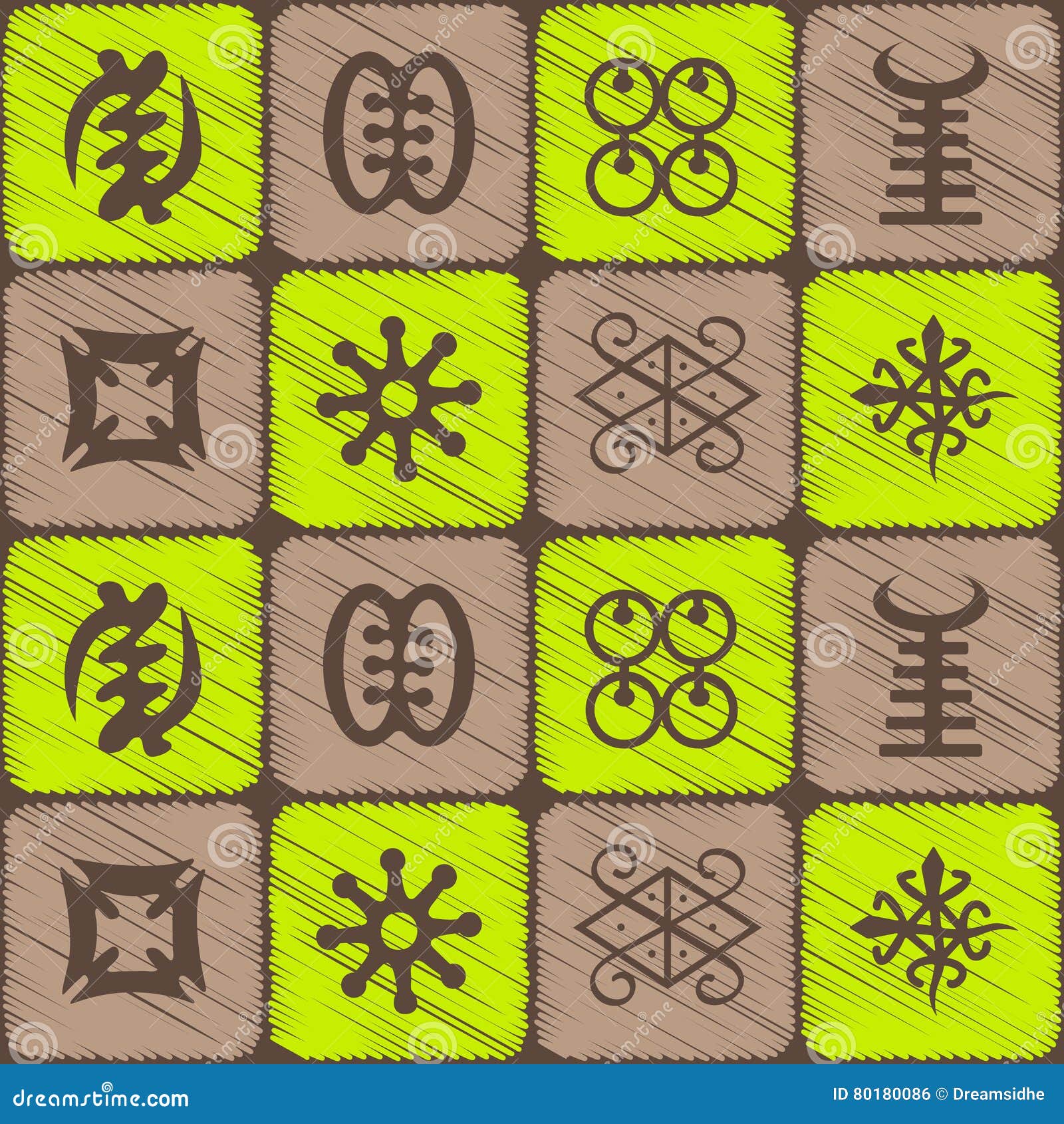Seamless Pattern with Adinkra Symbols Stock Vector - Illustration of ...