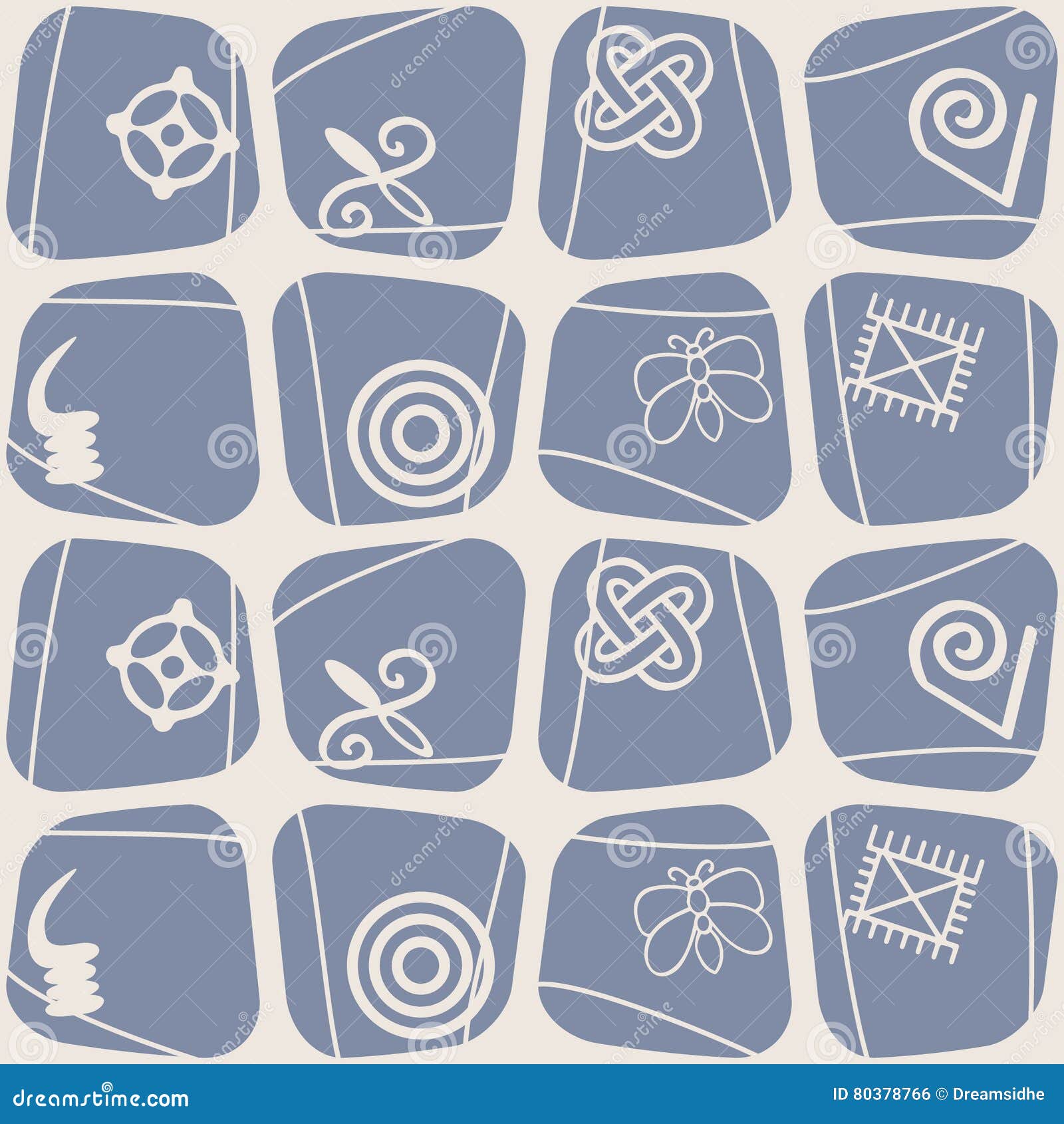 Seamless Pattern with Adinkra Symbols Stock Vector - Illustration of ...