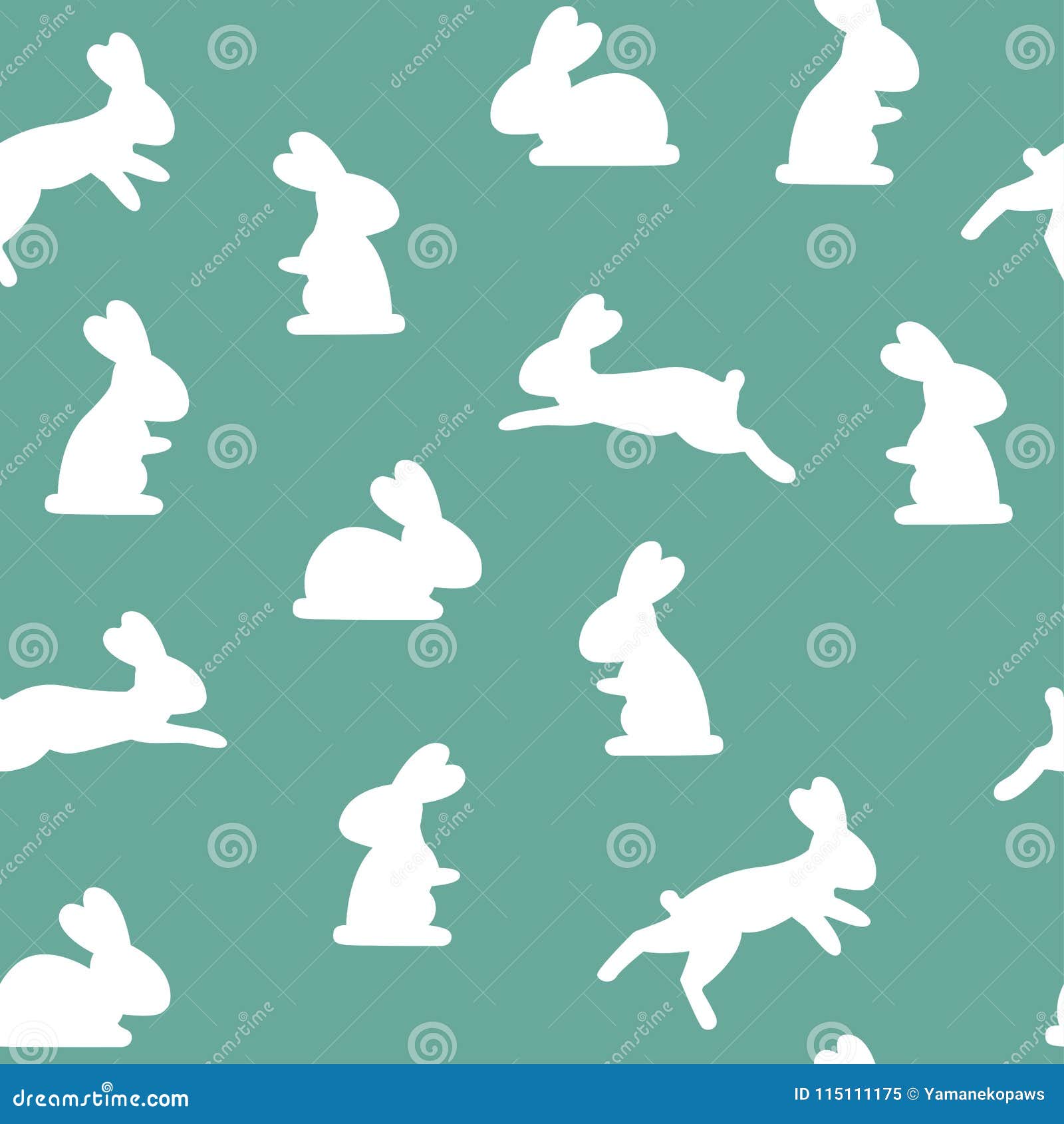 Seamless Pattern With Adorable Bunny Silhouettes Stock Vector ...