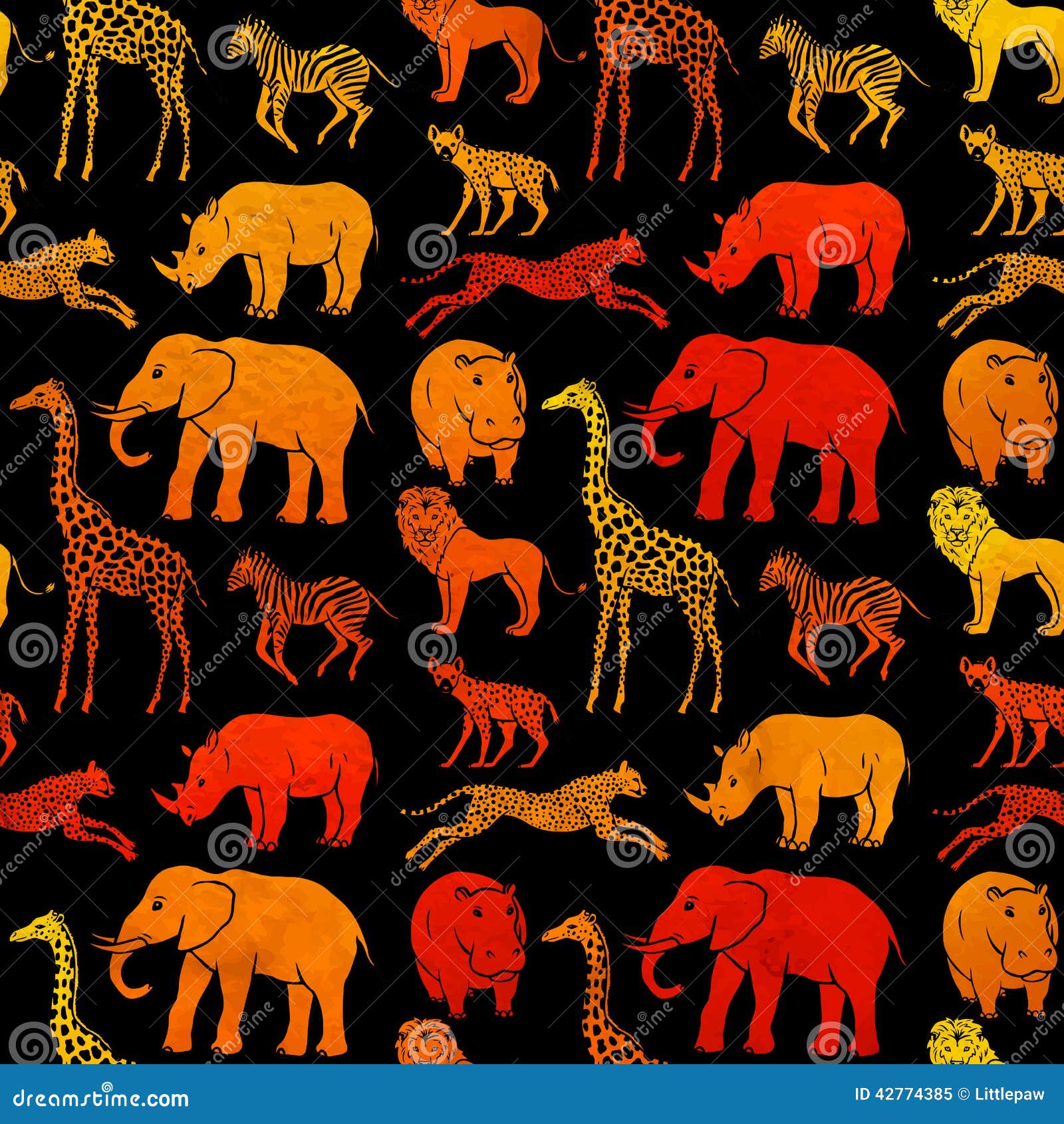 Seamless Pattern with African Animals Stock Vector - Illustration of ...