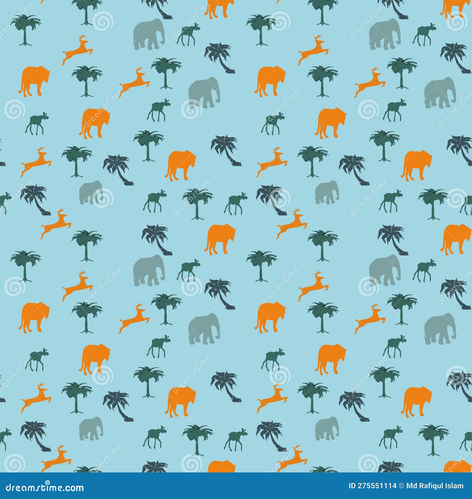 Seamless Pattern with African Animals. Vector Illustration. Flat Design ...