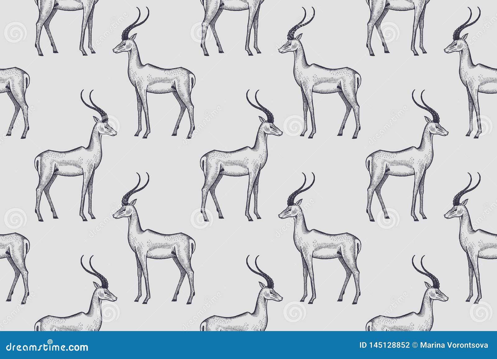 Seamless Pattern with African Antelopes Stock Vector - Illustration of ...
