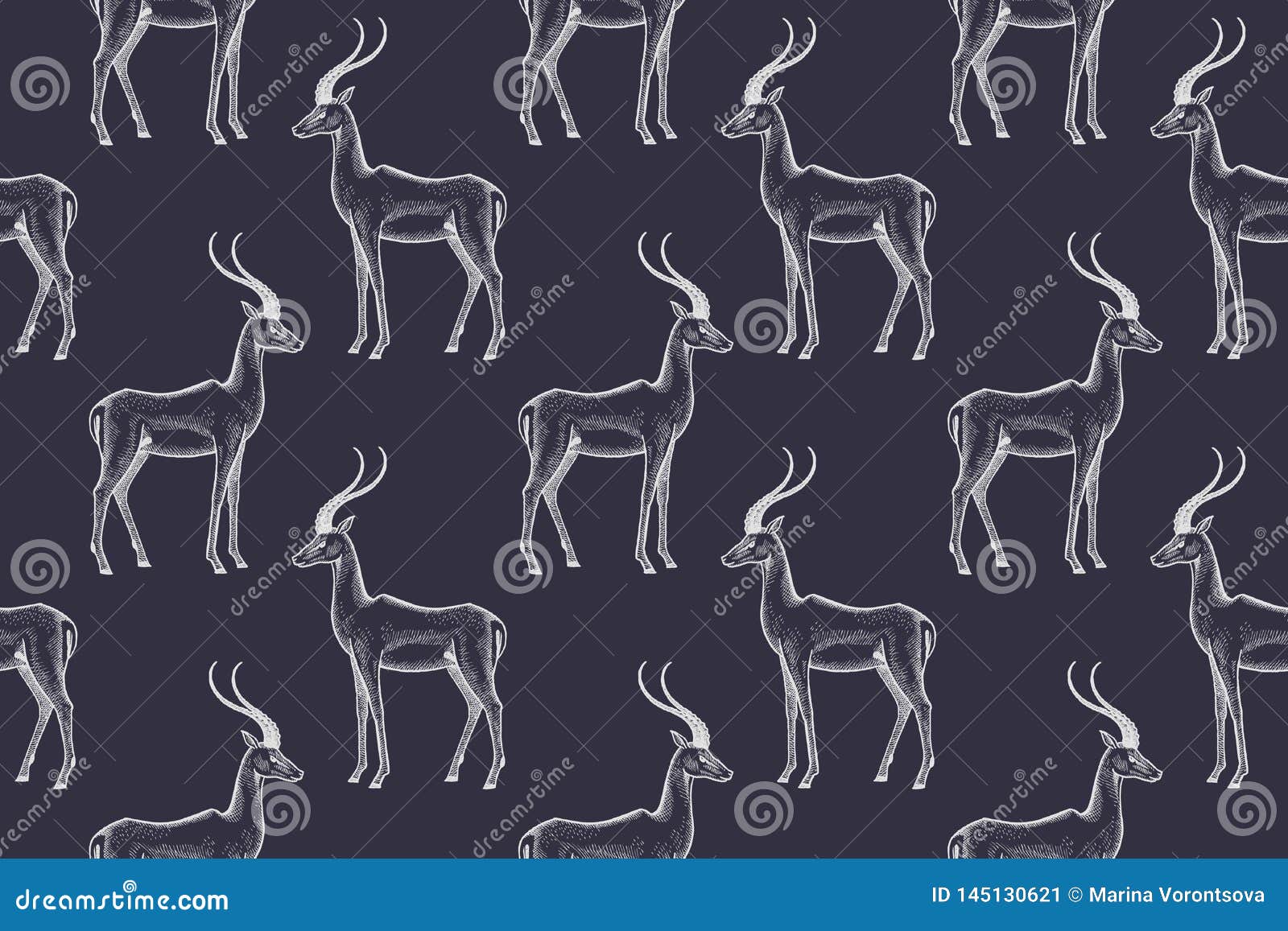 Seamless Pattern with African Antelopes Stock Vector - Illustration of ...