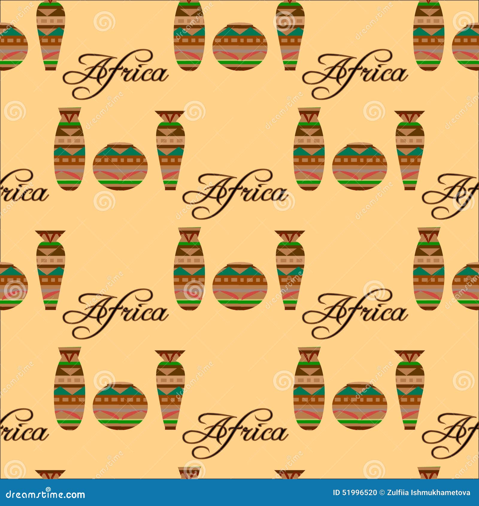 Seamless Pattern with African Dishes Stock Vector - Illustration of ...
