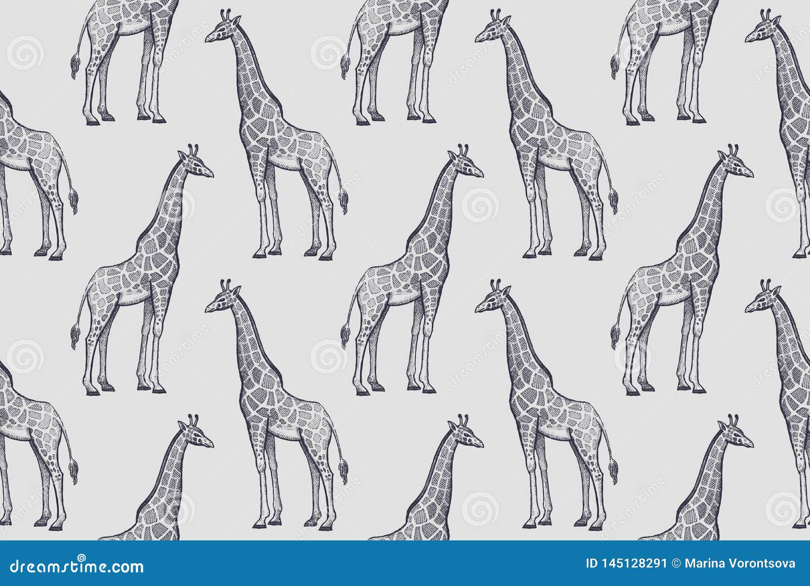 Seamless Pattern with African Giraffes Stock Vector - Illustration of ...