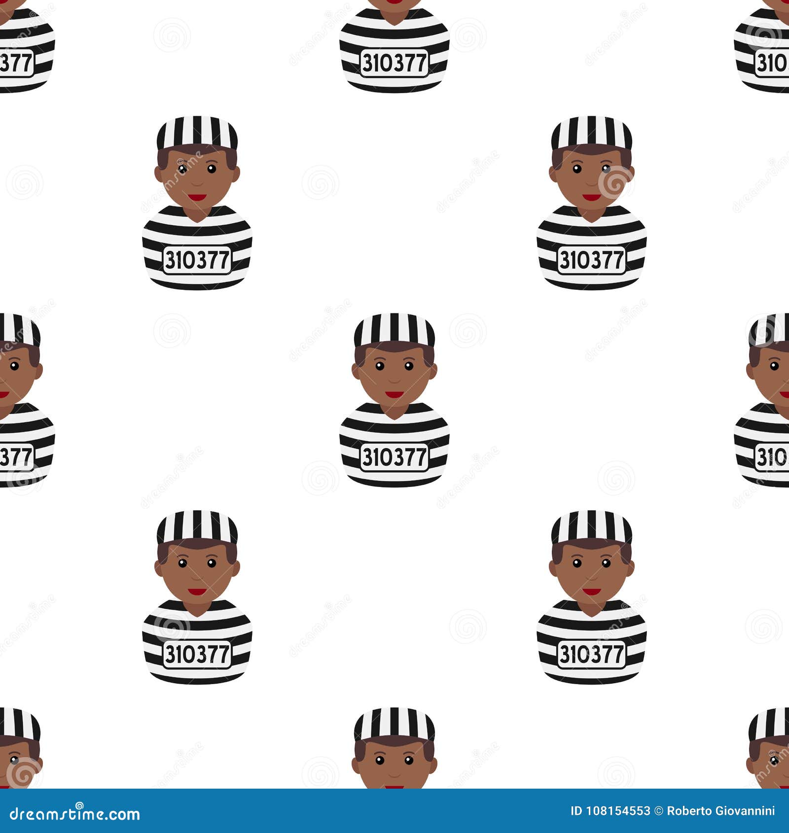 Black Convict Man Icon Seamless Pattern Stock Vector - Illustration of ...
