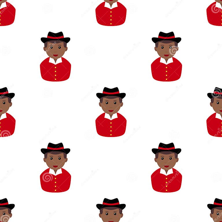 Black Cowboy Avatar Seamless Pattern Stock Vector - Illustration of ...