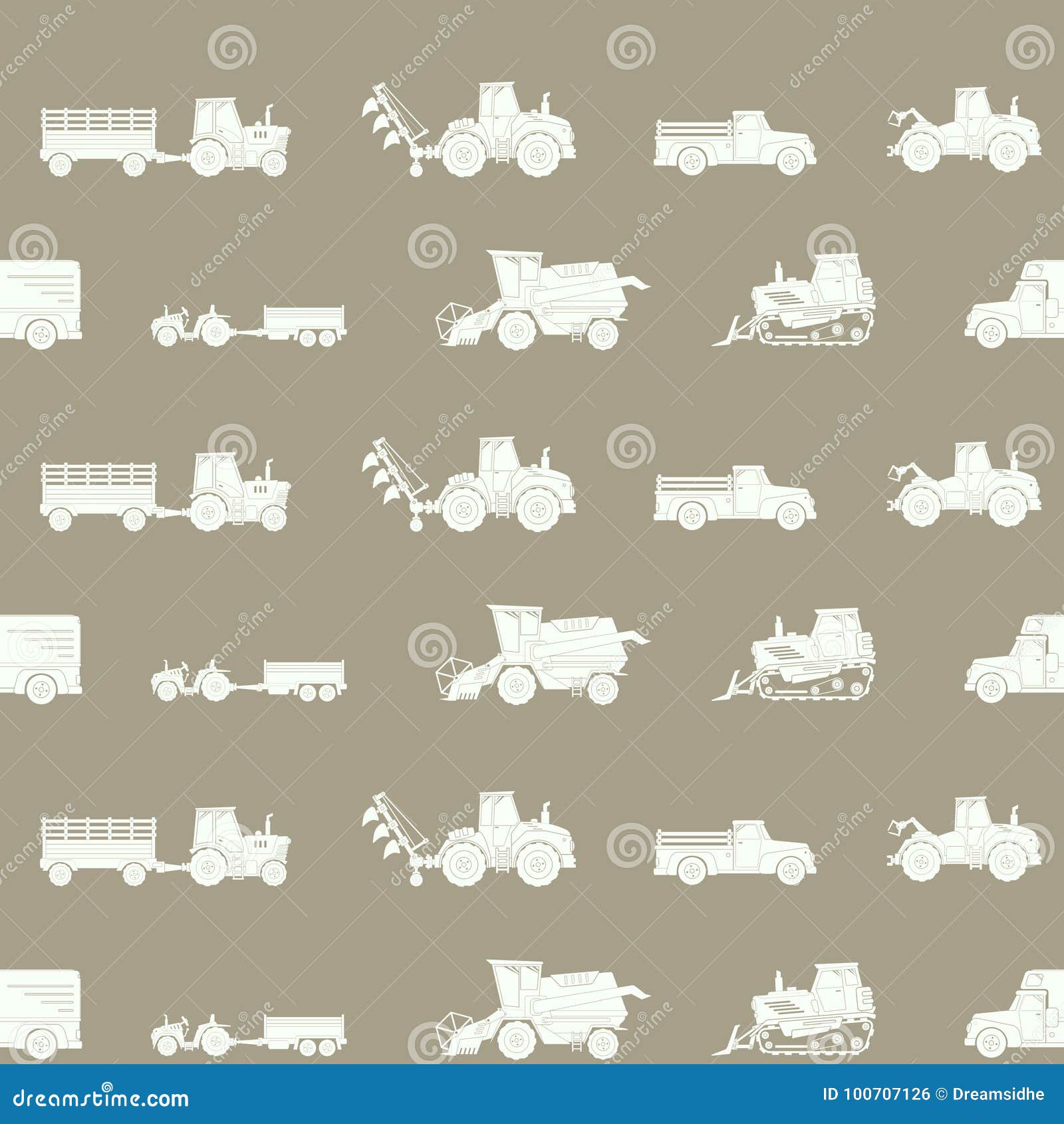 Seamless Pattern with Agricultural Machinery Stock Vector ...