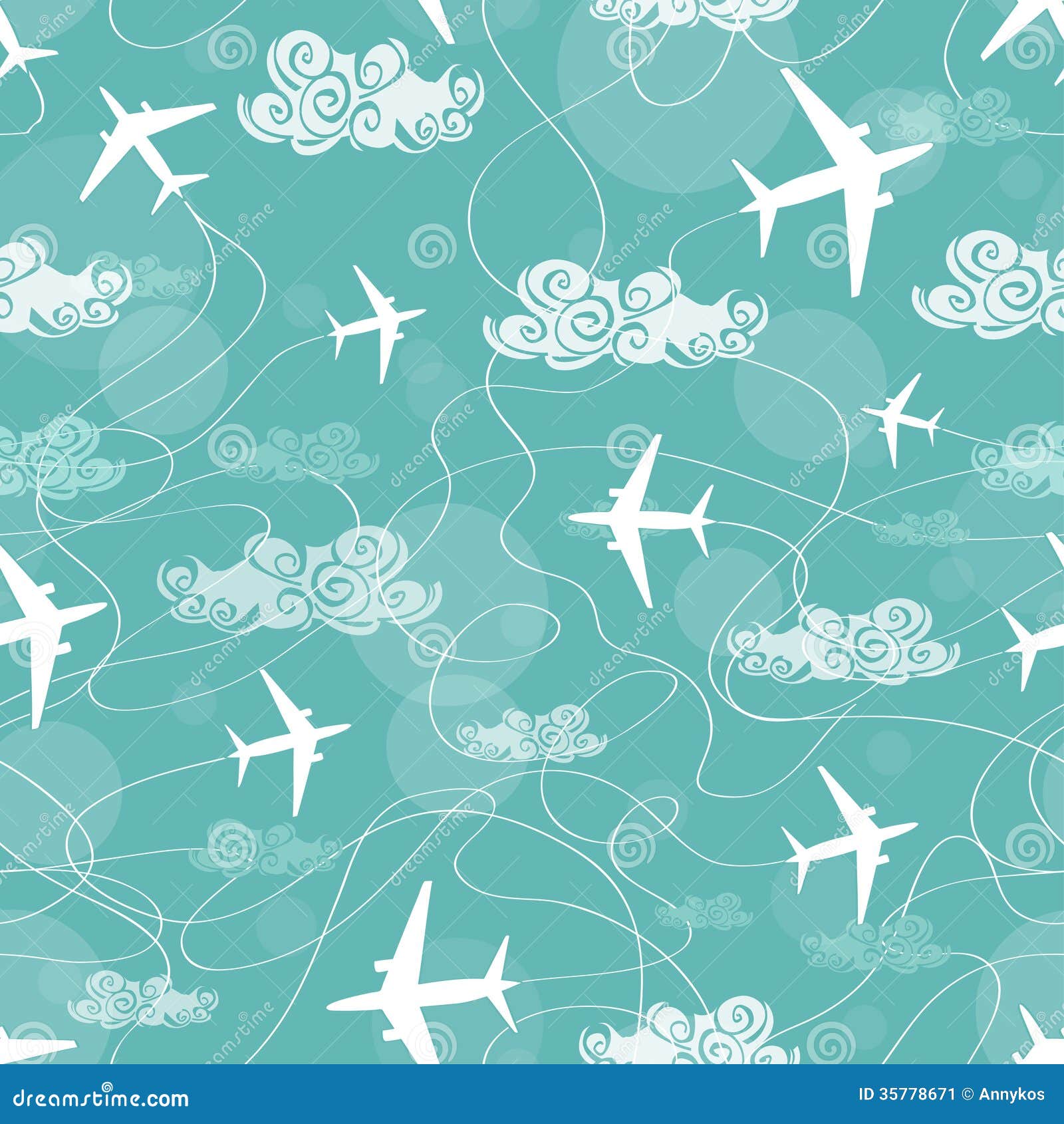 Seamless Pattern of Airplanes Flying in the Sky Stock Vector ...