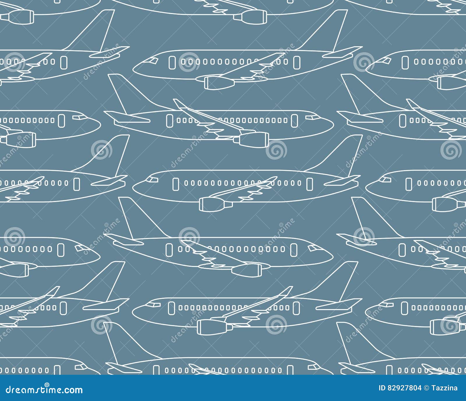 Seamless Pattern with Airplanes Profiles Stock Vector - Illustration of ...