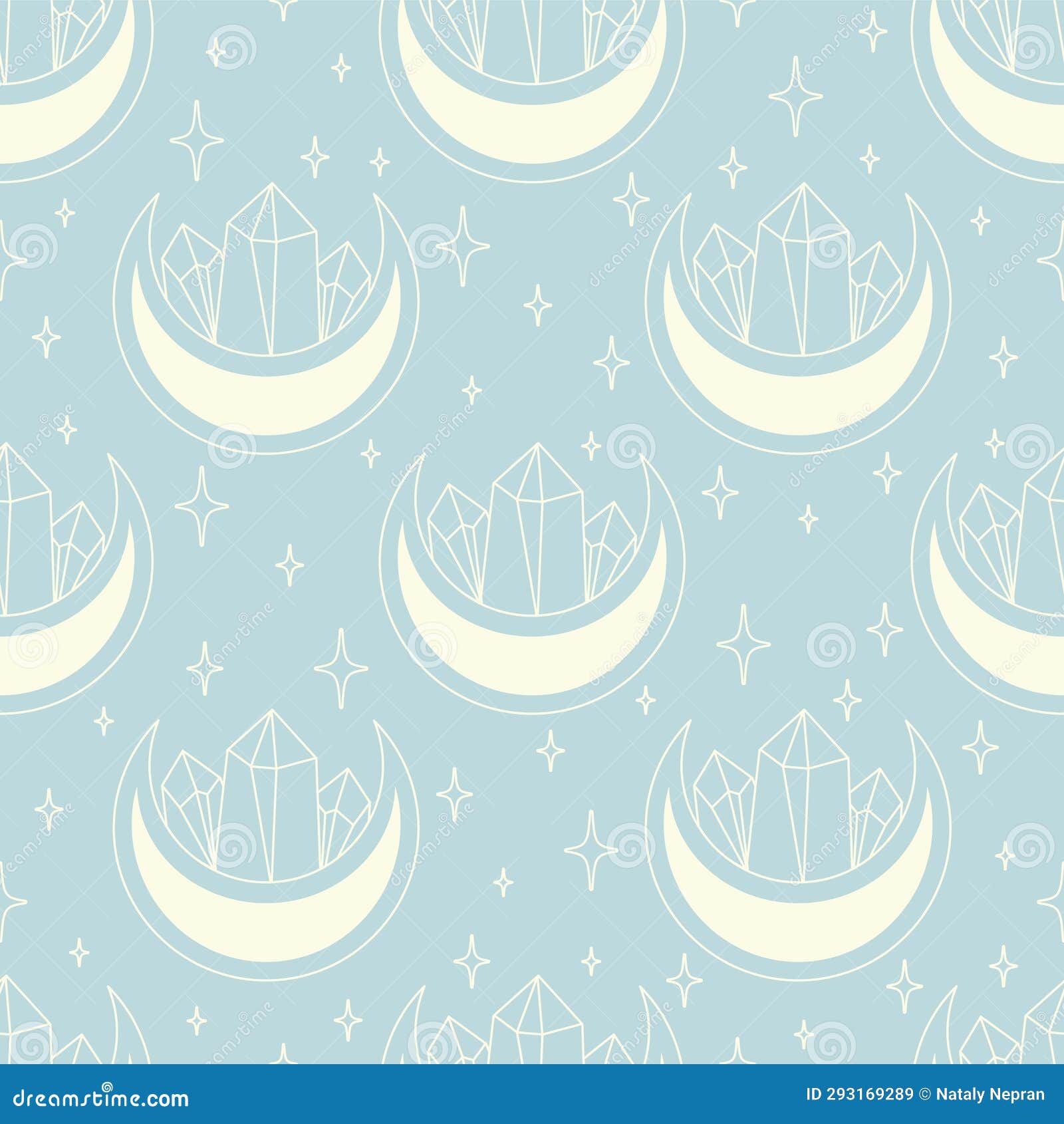 Seamless Pattern with Alchemy Crystal Beige Print. Aesthetic Esoteric ...