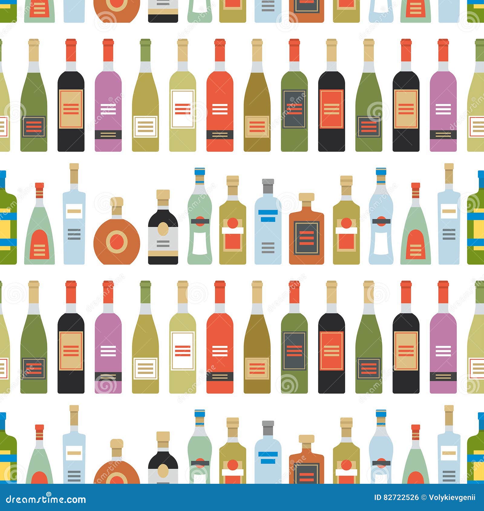Seamless Pattern with Alcohol Bottles Stock Vector - Illustration of ...