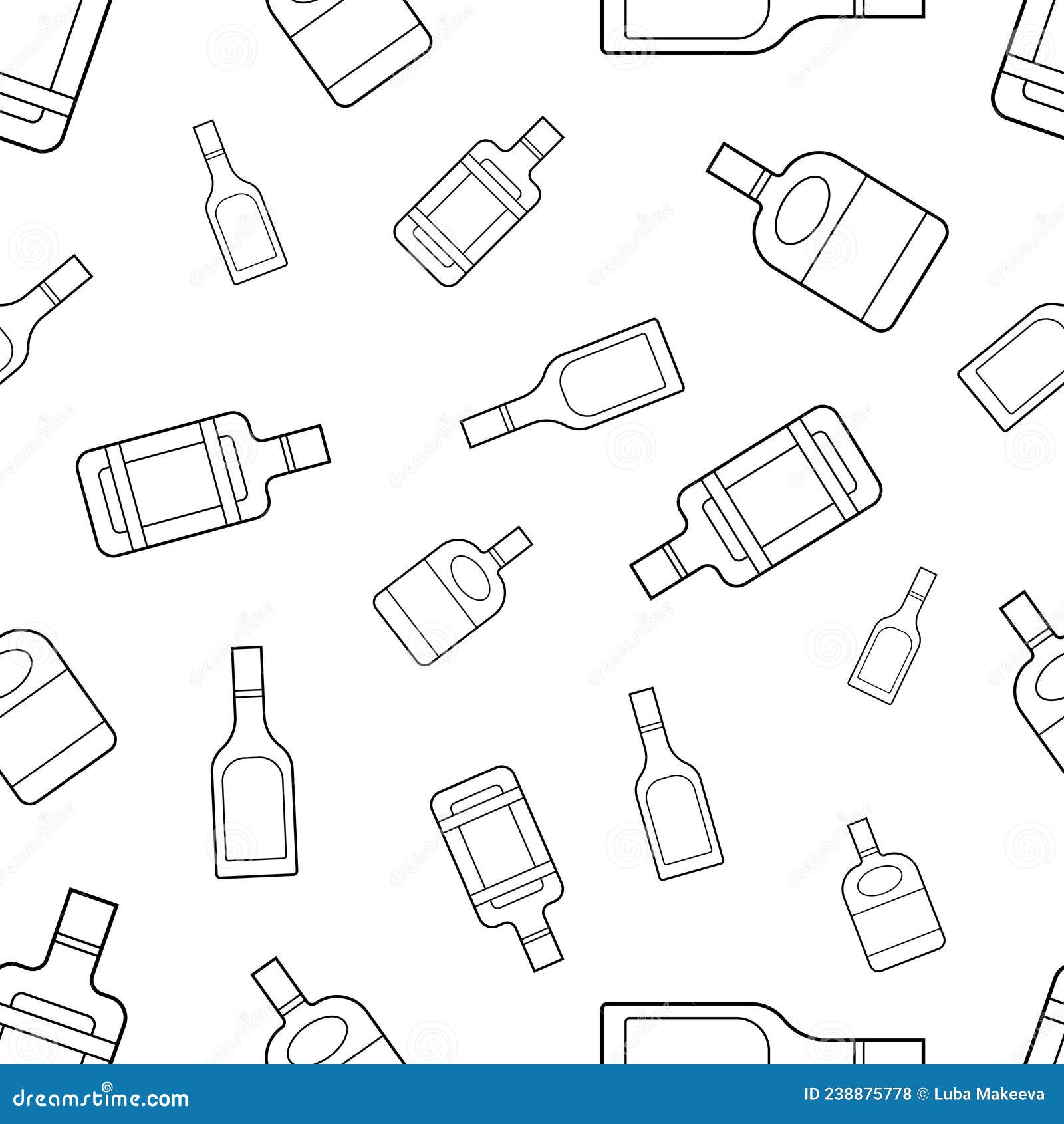Seamless Pattern with Alcohol Bottles. Vector Illustration for Bar ...