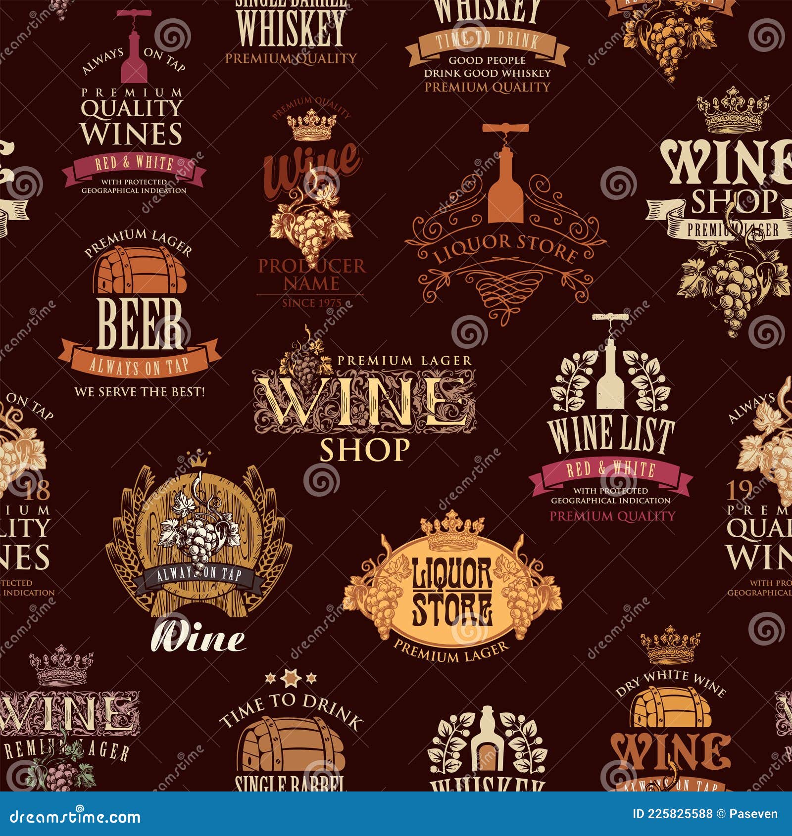 Alcohol Logos.Wooden Barrels Set With Drinks Signs Of Cognac,brandy ...