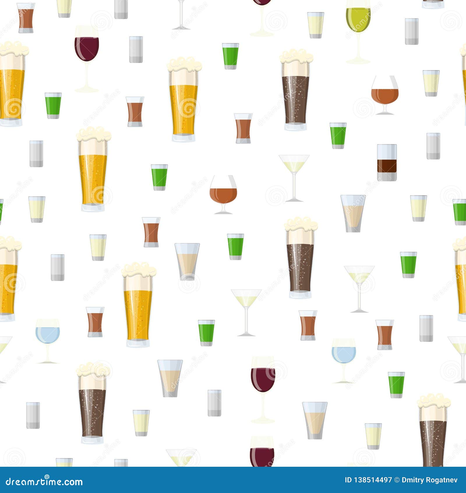 Seamless Pattern with Alcoholic Drinks Glasses Stock Vector ...