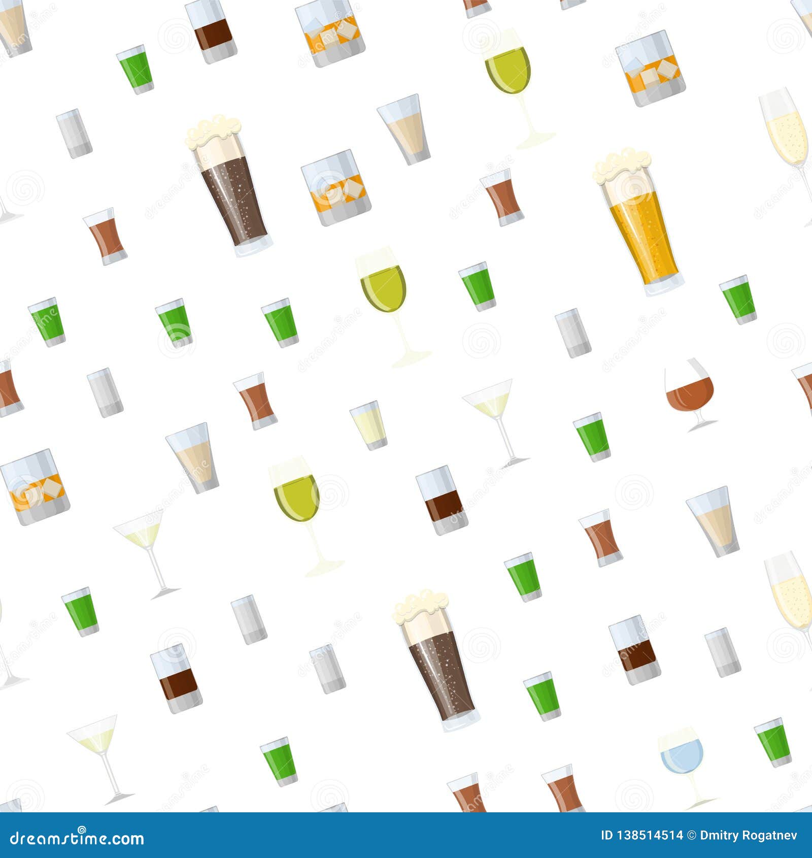 Seamless Pattern with Alcoholic Drinks Glasses Stock Vector ...