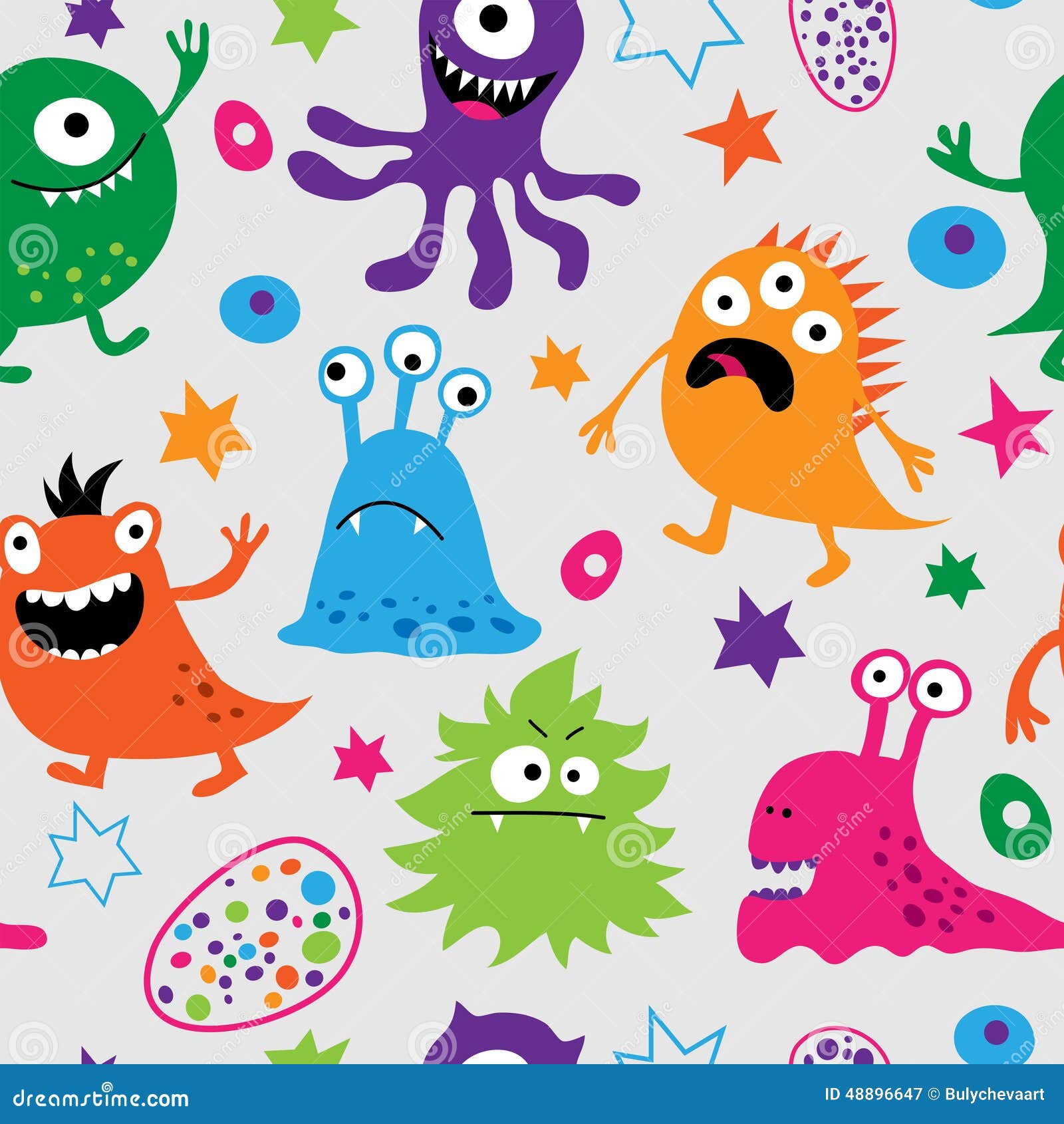 Seamless Pattern with Alien Monsters Stock Vector - Illustration of ...