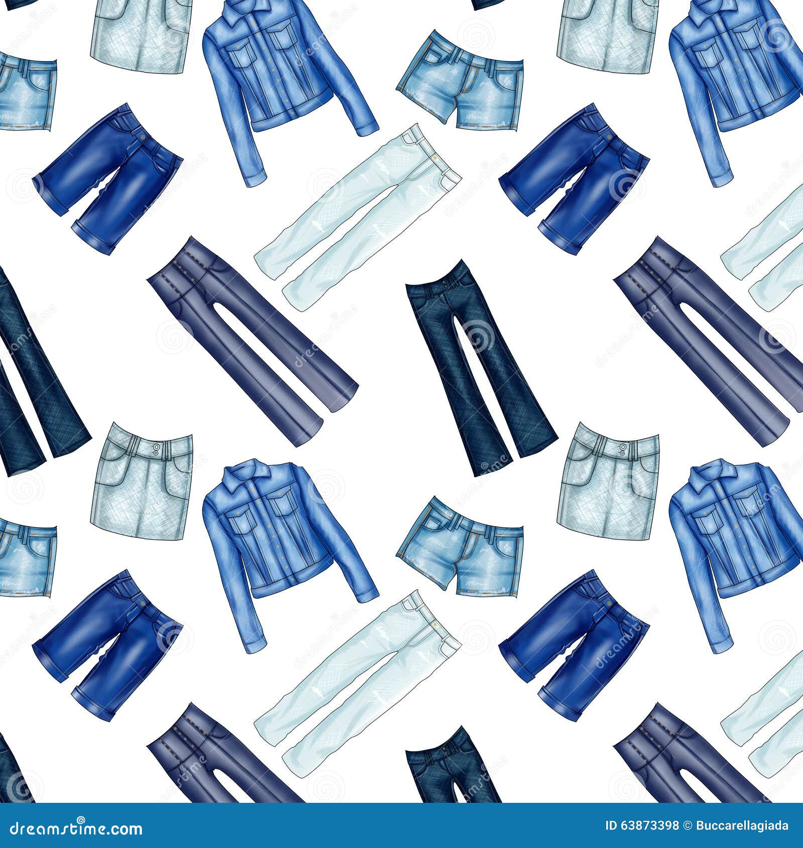 Seamless Pattern - All Over - Background with Different Denim and Jeans ...
