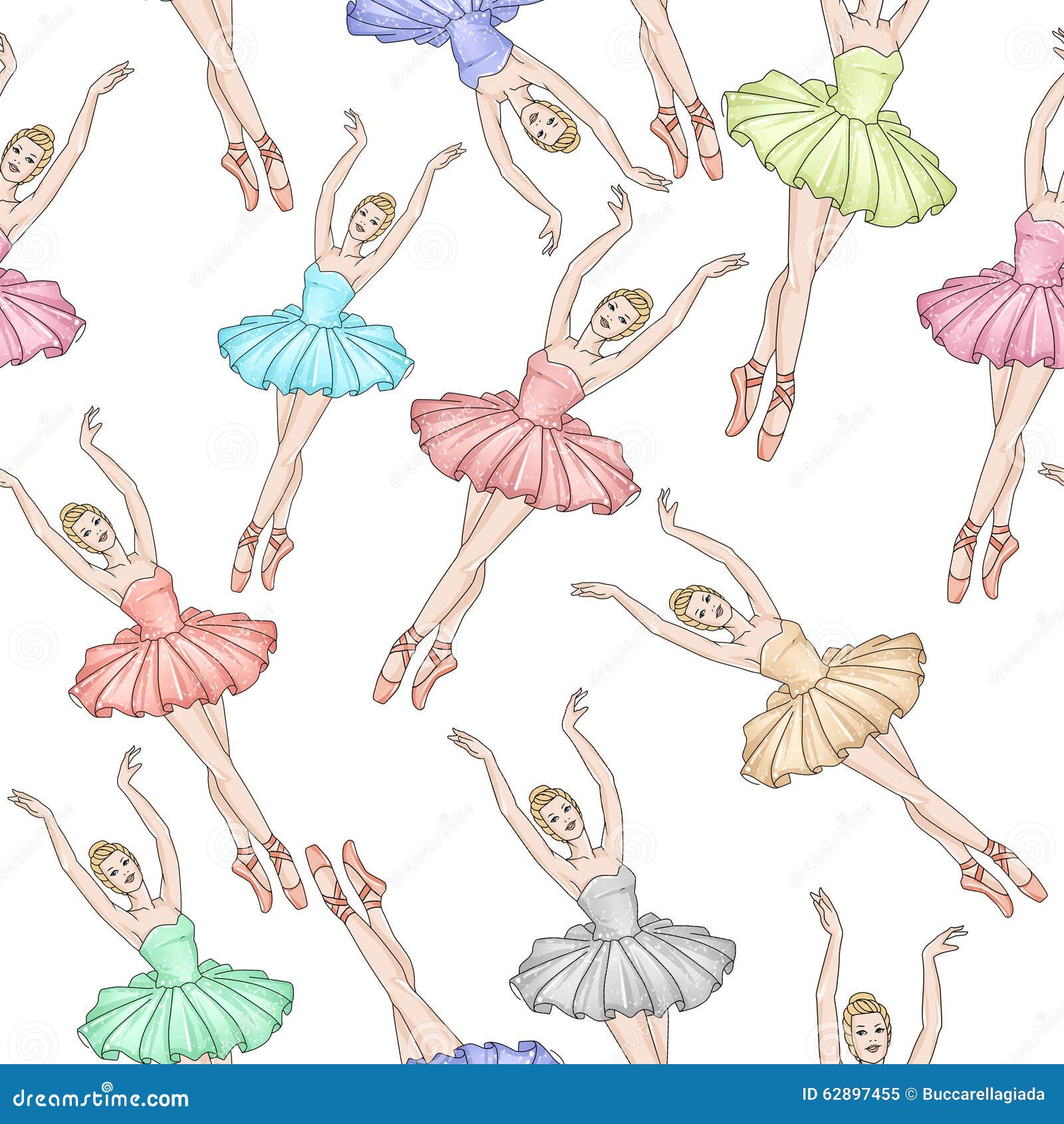 Seamless Pattern - All Over - Ballerina On Point Stock Illustration ...