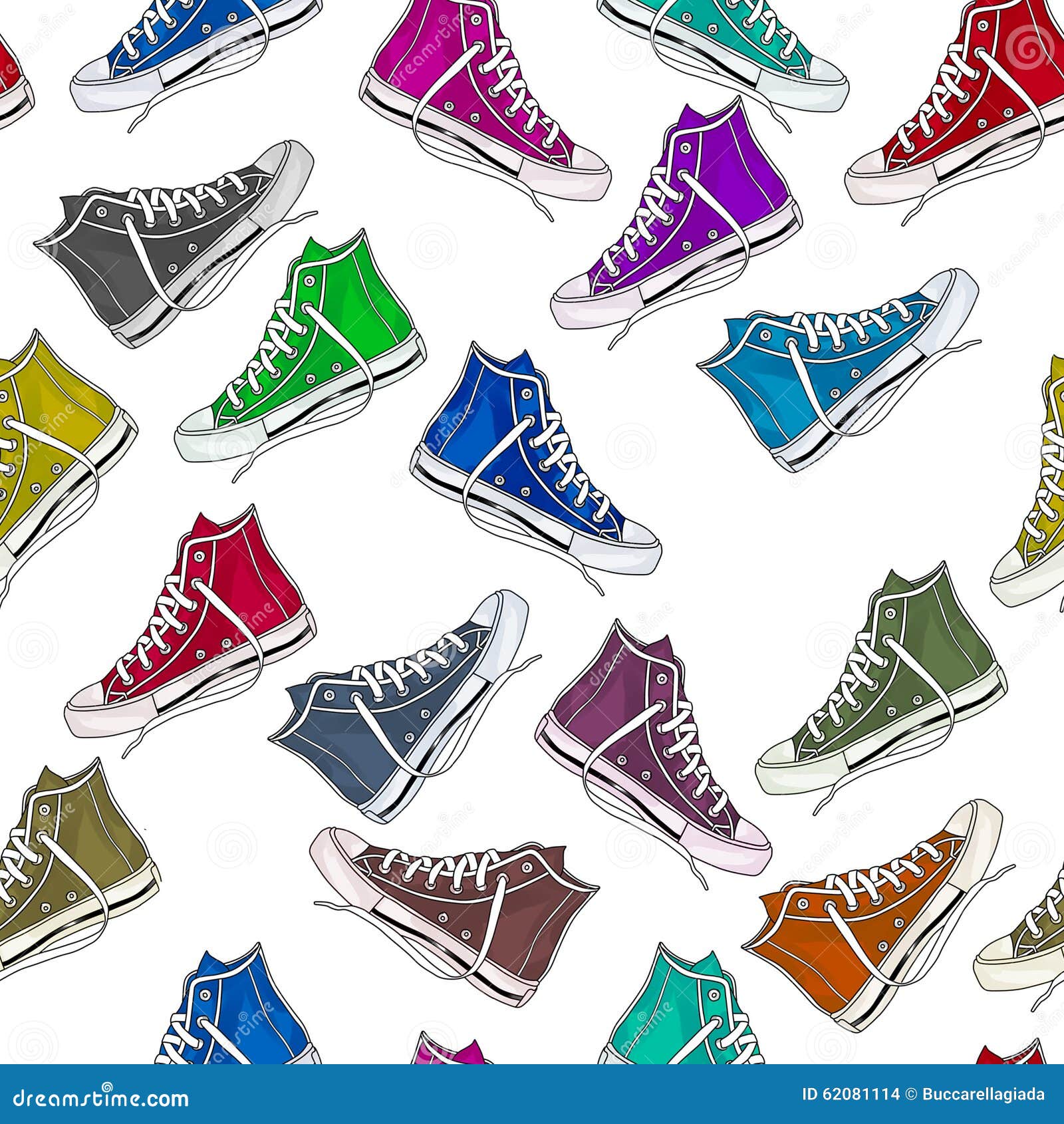 Seamless Pattern - All Over Pattern of Colorful Sneakers Stock ...