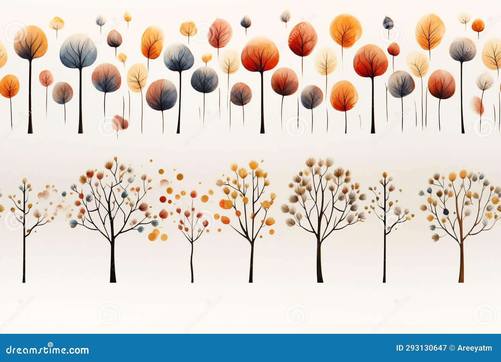 Seamless Pattern of All Seasons Trees for Wall Paper, Border or Web ...