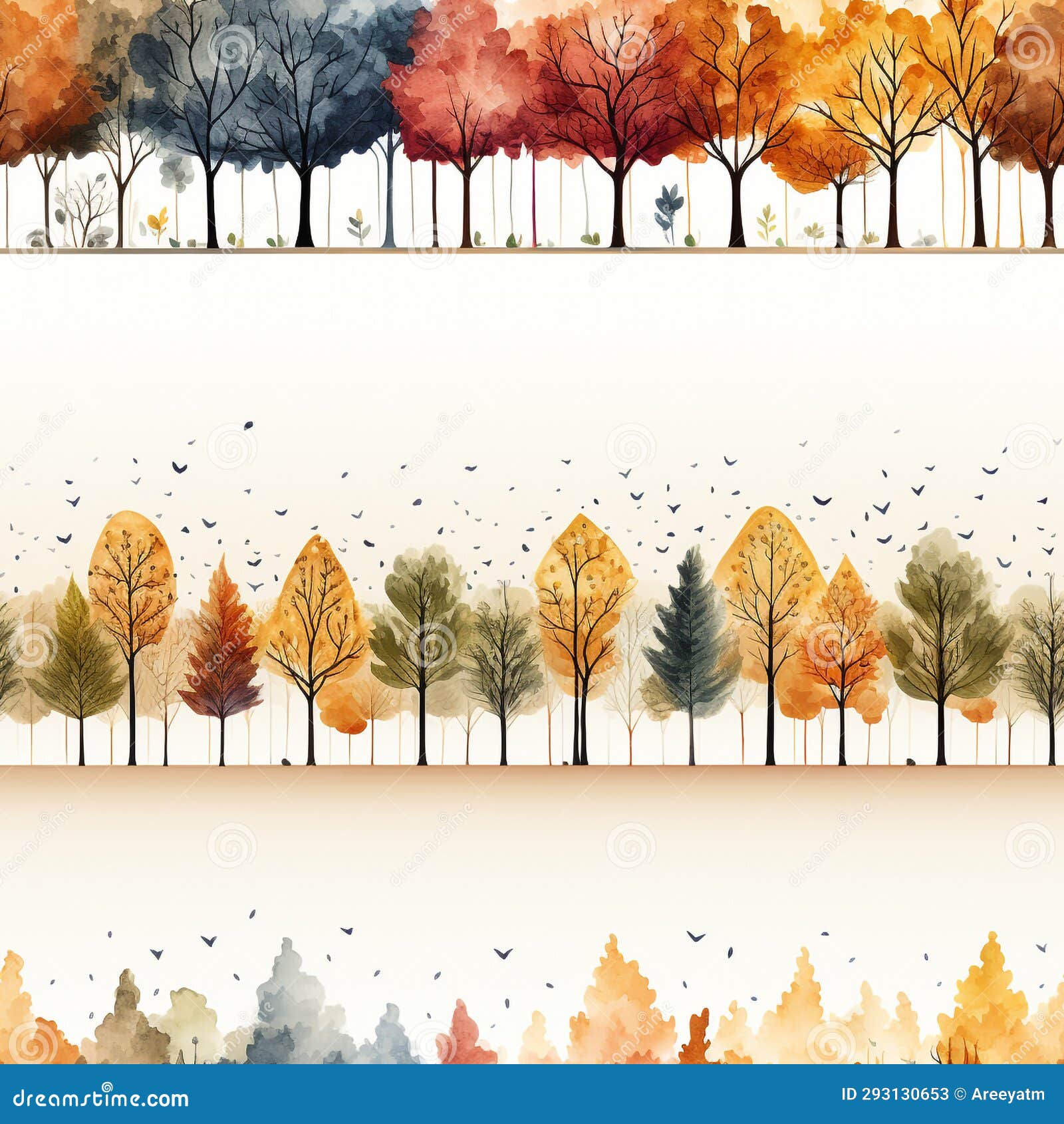 Seamless Pattern of All Seasons Trees for Wall Paper, Border or Web ...