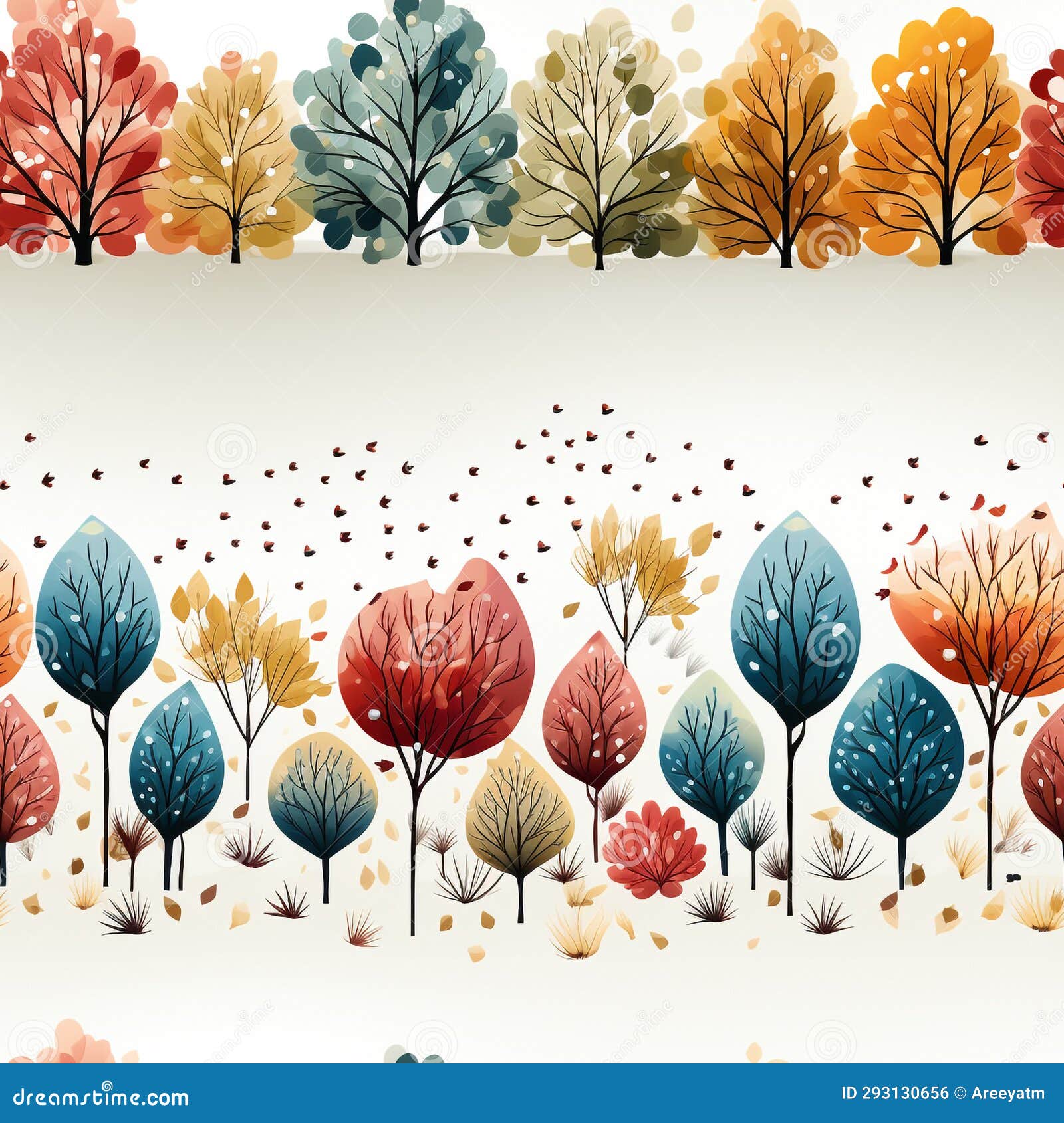 Seamless Pattern of All Seasons Trees for Wall Paper, Border or Web ...